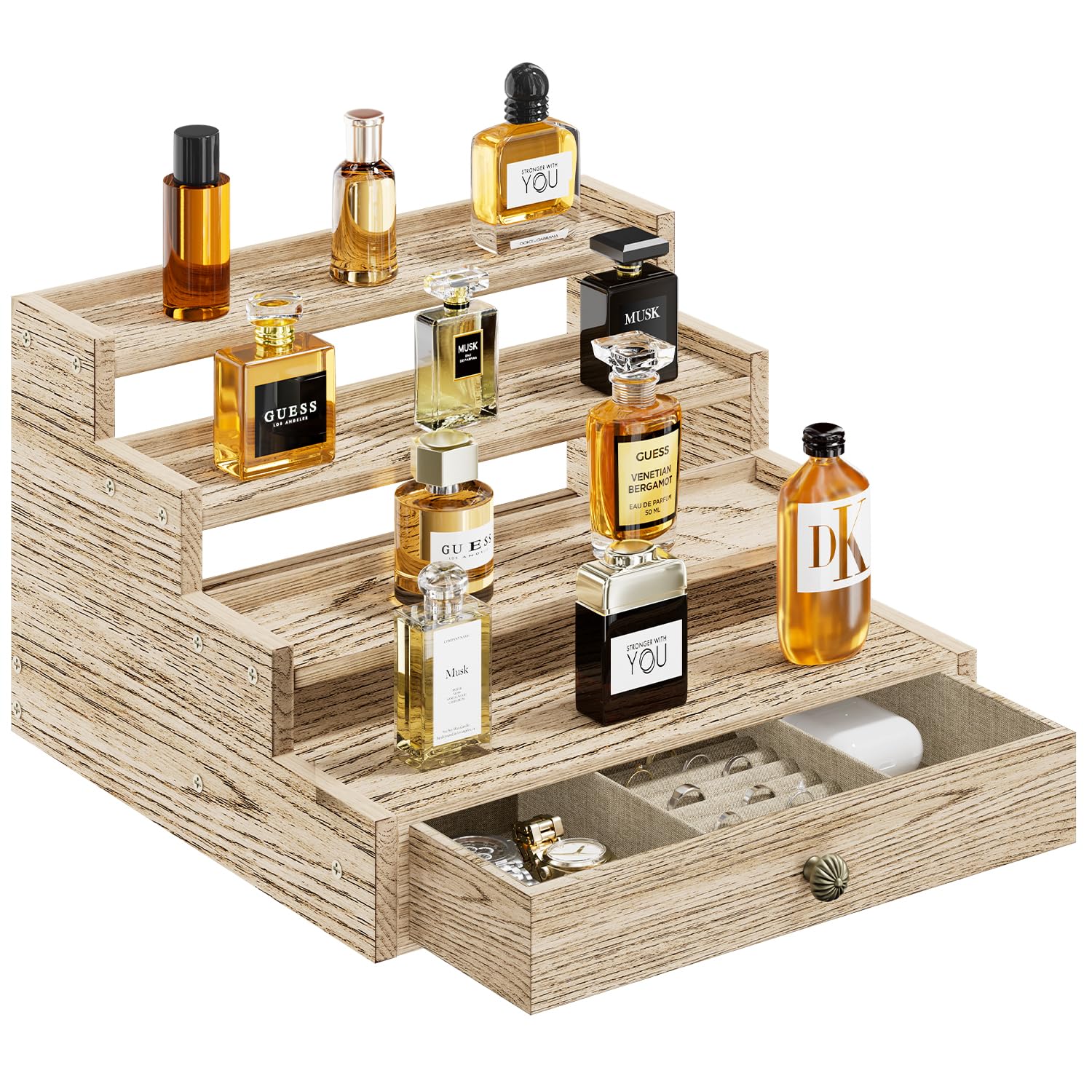 Amazon.com: D.S.Exthefic 4 Tier Cologne Organizer for Men, Wooden ...