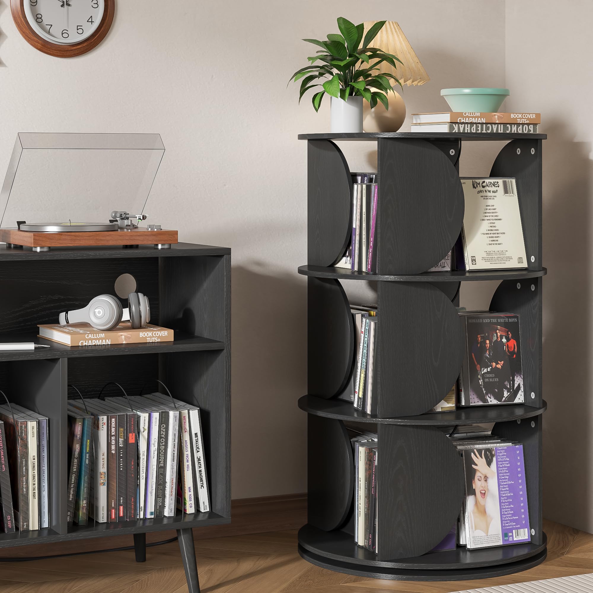 Amazon.com: Fsbecl Rotation Vinyl Record Storage Shelf, CD Storage ...