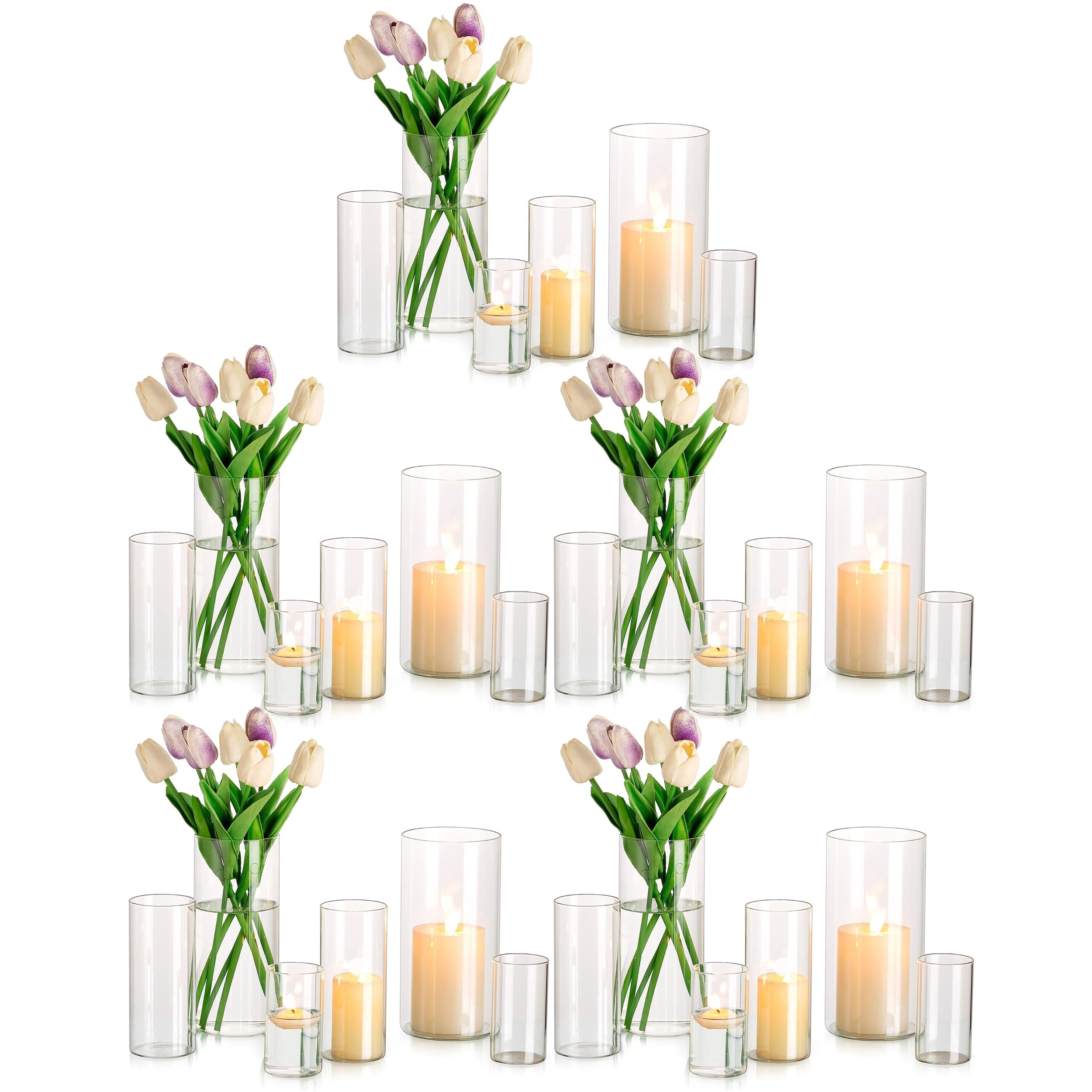 Cylinder Glass Vase Set of 30, Cylinder Vases for Centerpieces Bulk ...