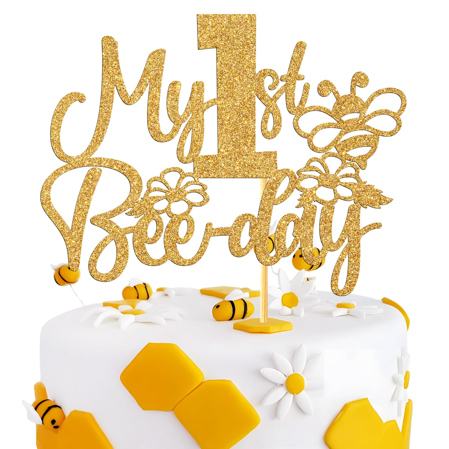Amazon.com: My 1st Bee Day Cake Topper, Happy 1st Birthday Cake Decor ...