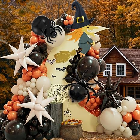 Amazon.com: Halloween Balloon Garland Arch Kit with Spider Witch Hat ...
