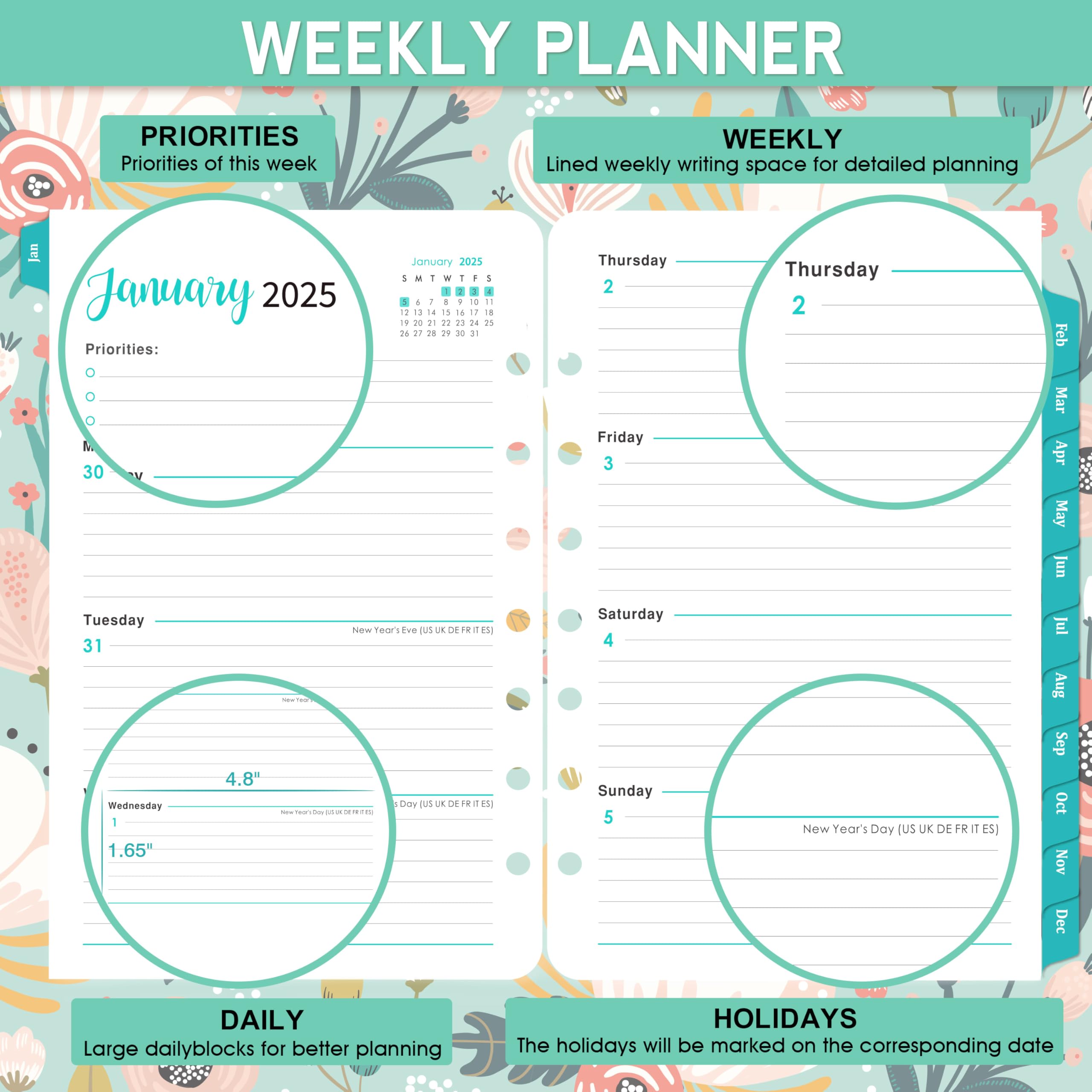 Snapklik.com : 2025 Planner Refills - 2025 Weekly Monthly Planner ...