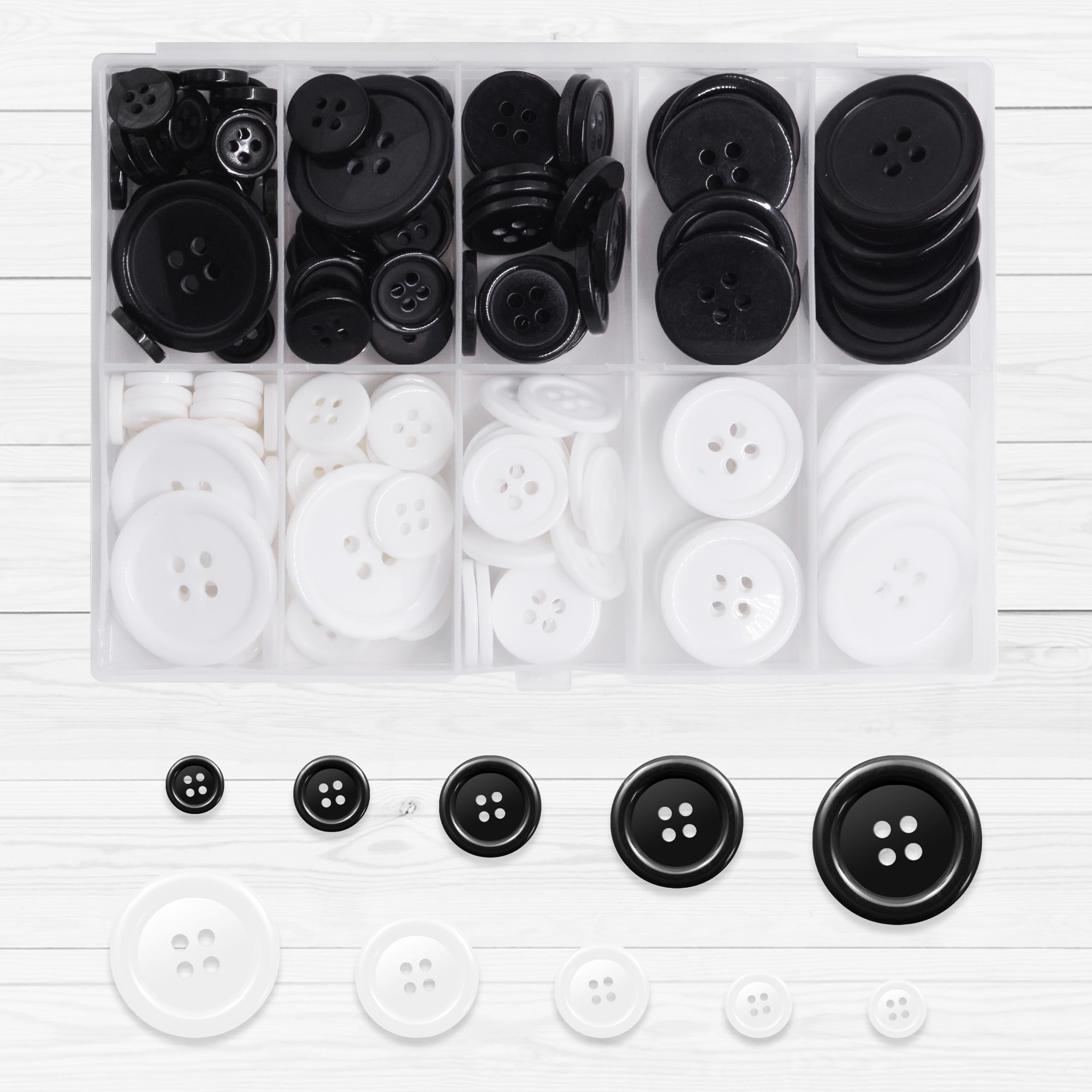 Snapklik.com : Vantasii 160PCS Black & White Resin Buttons