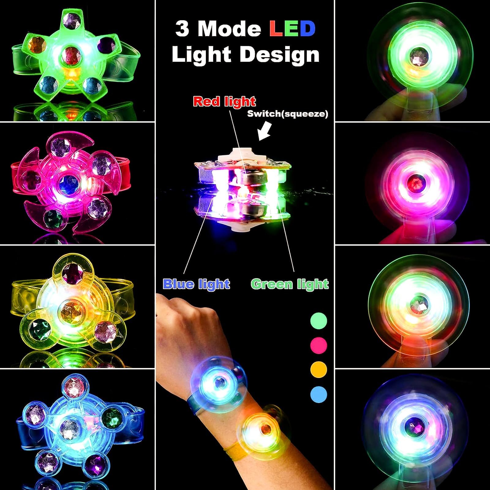 Snapklik.com : 24 Pack Light Up Party Favors For Kids Fidget Spinner ...