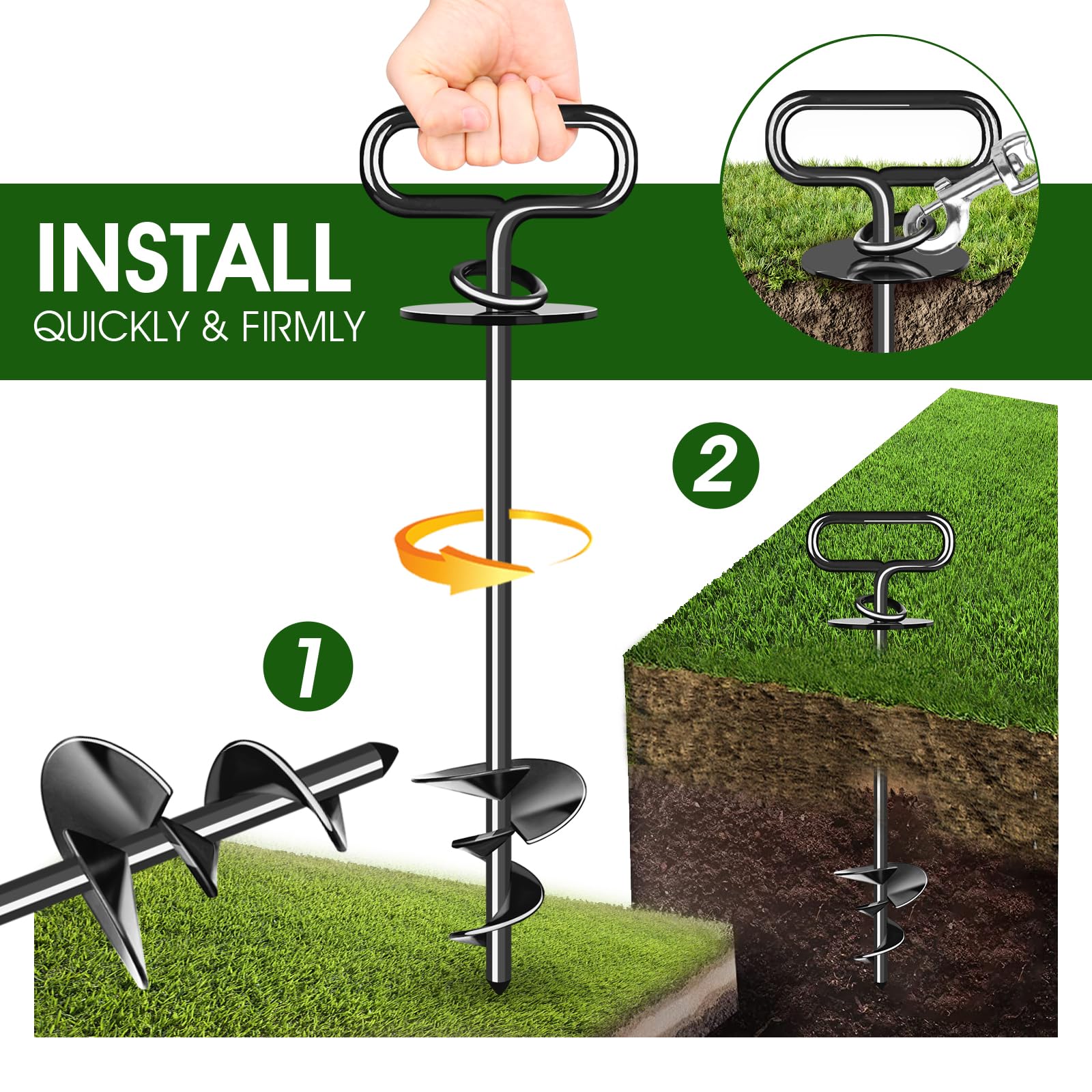 Dog Tether Stake Up To 200 Lbs Heavy Duty Dog Anchor, Dog Tie Out Stake ...