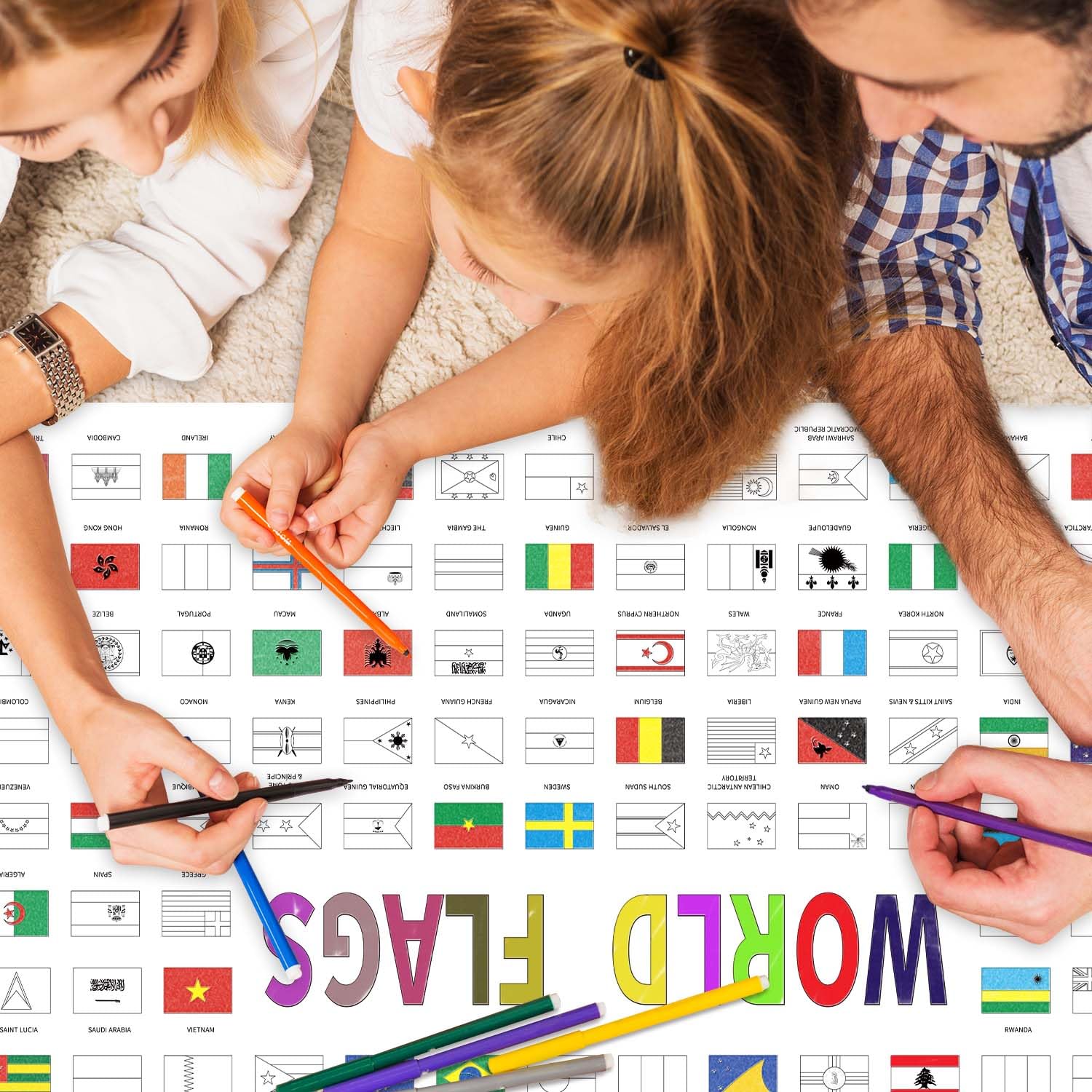 Snapklik.com : Giant World Flags Coloring Poster For Kids - 54 X 33 ...