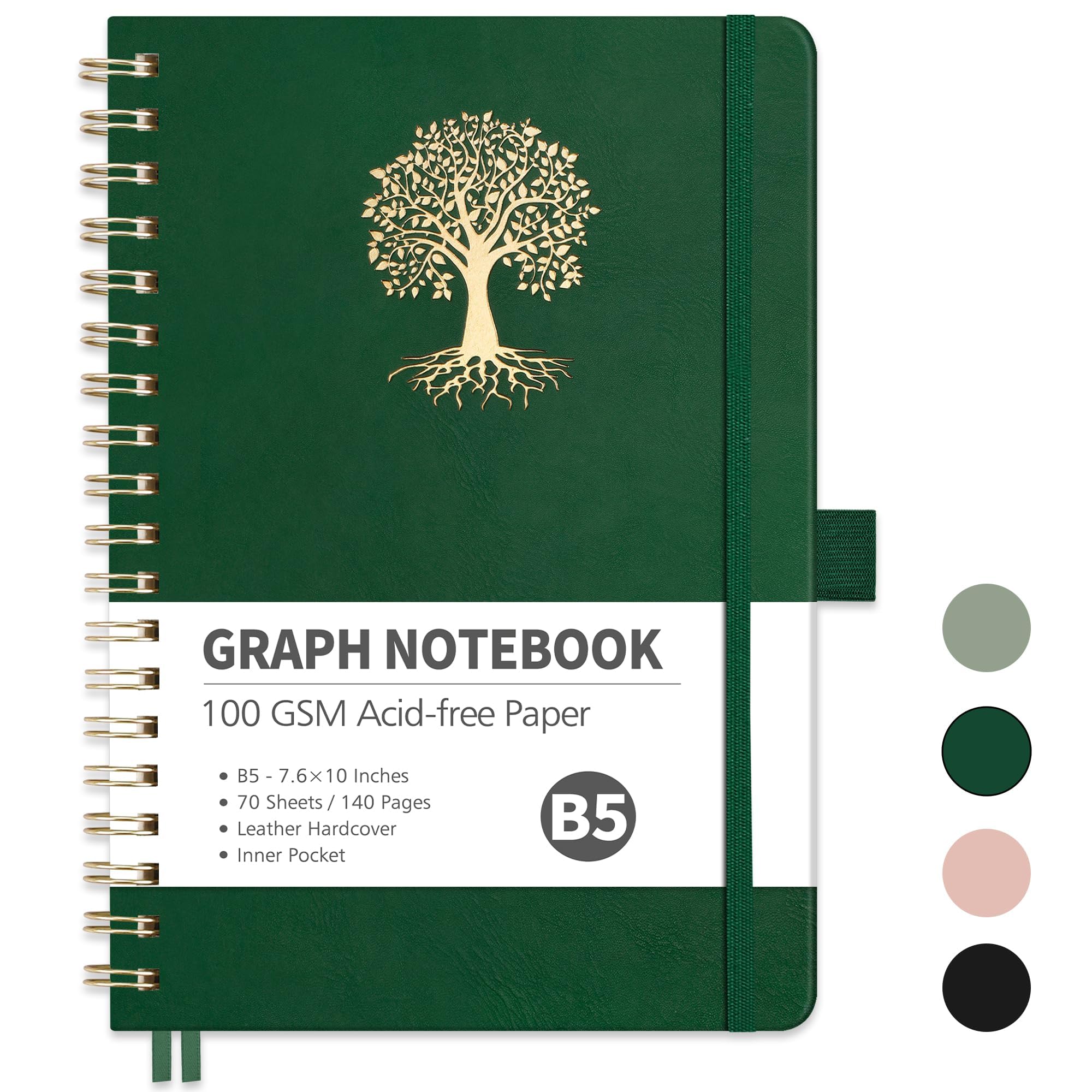 Amazon.com : RETTACY Graph Paper Notebook, B5 Grid Spiral Notebook with ...