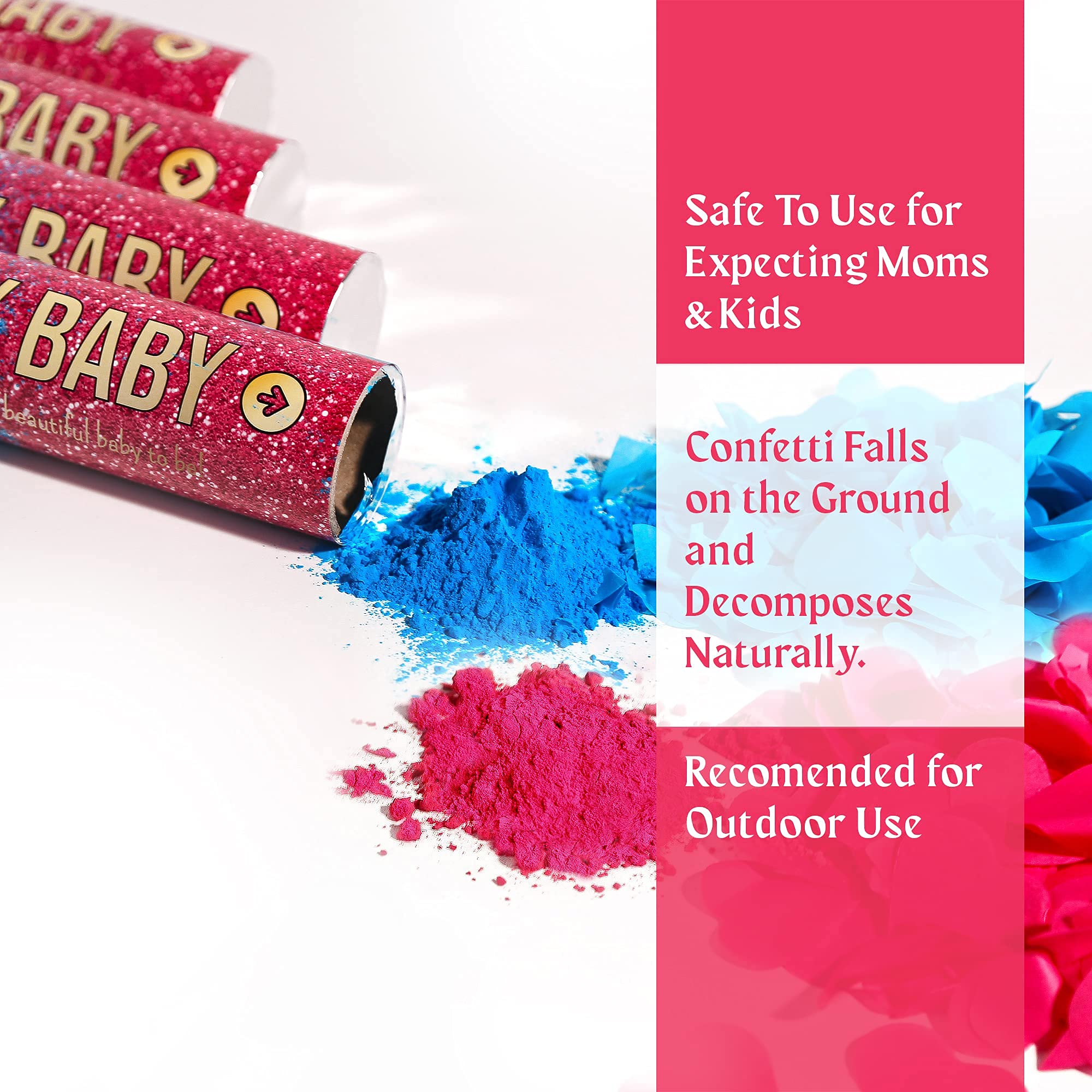 Buy Gender Reveal Confetti Cannon - Pack Of 4 Biodegradable Blue Color ...