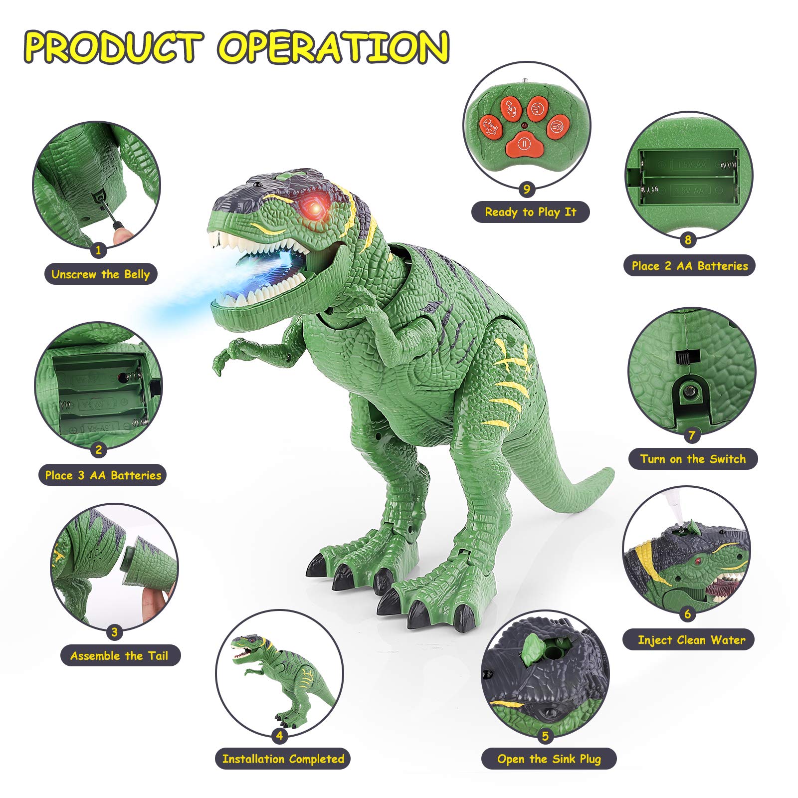 BAZOVE Dinosaur Toys For Kids 3 5 Year Old Boys Girls LED Light Up bazove-dinosaur-toys-for-kids-3-5-year-old-boys-girls-led-light-up