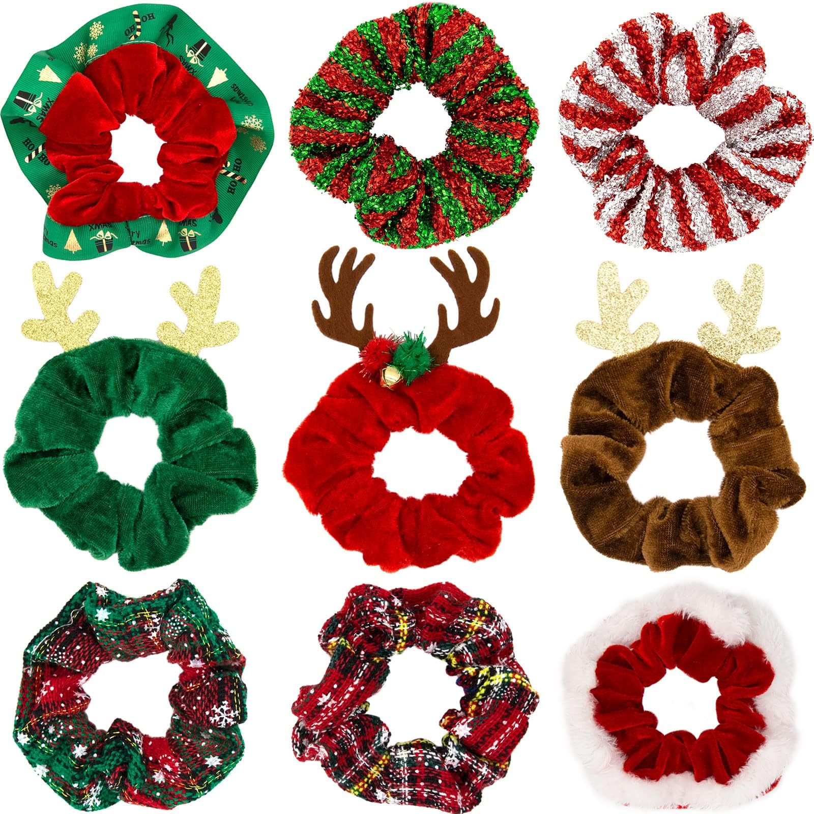 Amazon.com : 60 Pcs Christmas Scrunchies for Women Christmas Hair ...