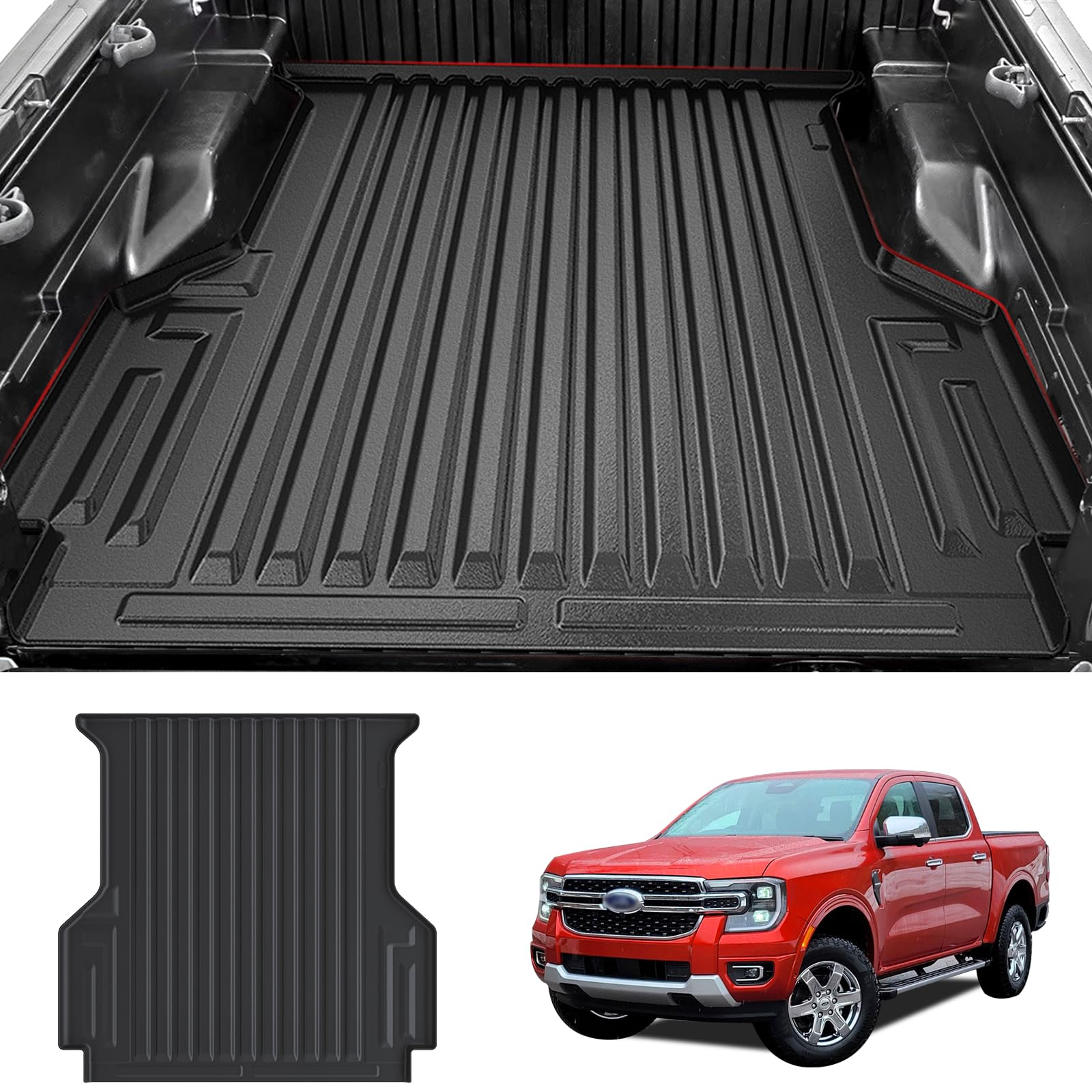 Amazon.com: Truck Bed Mat Fit for 2024 2025 Ford Ranger SuperCrew (Only ...