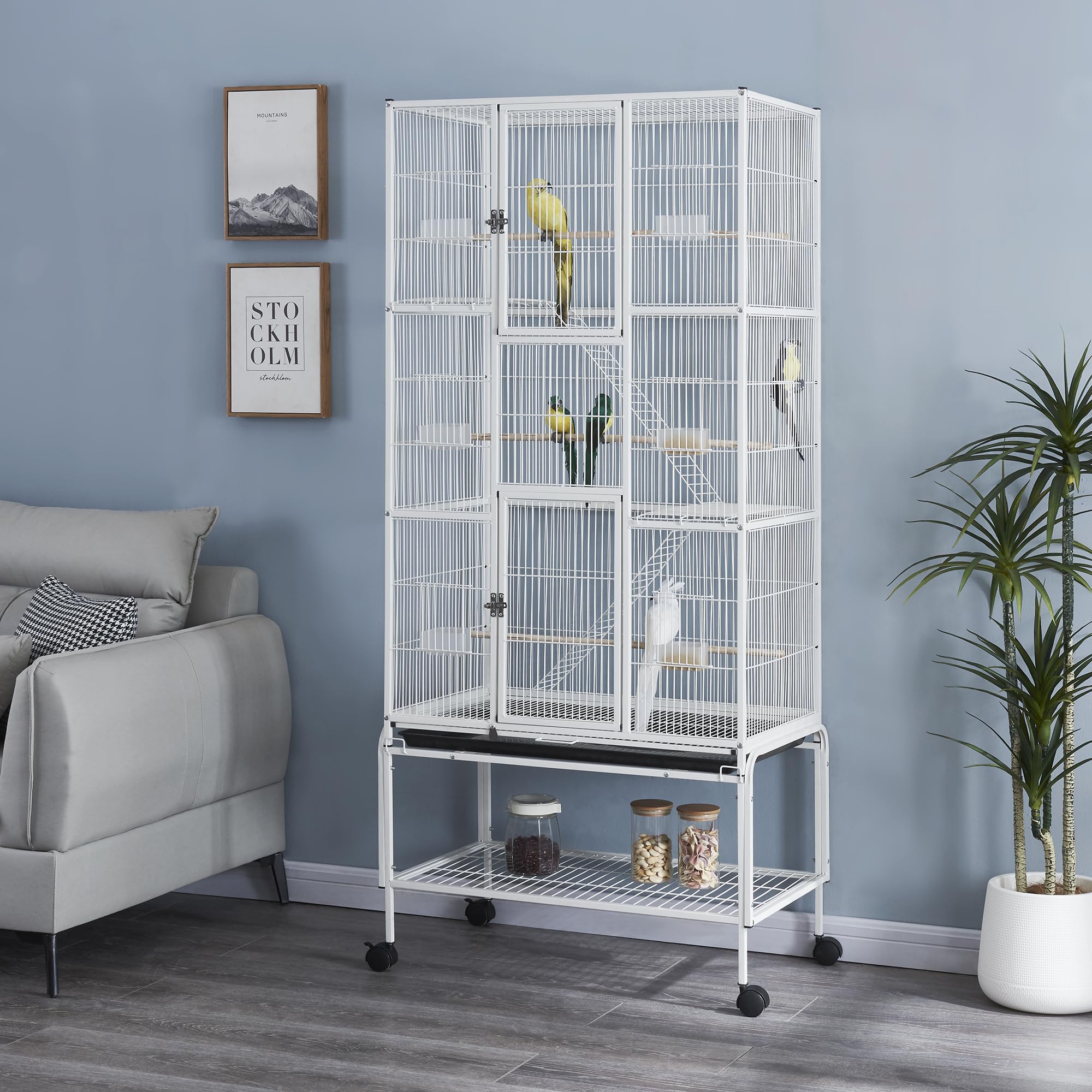 Large Bird Cages Parrot Cage Wide Flight Metal Animal Cage for Budgie ...