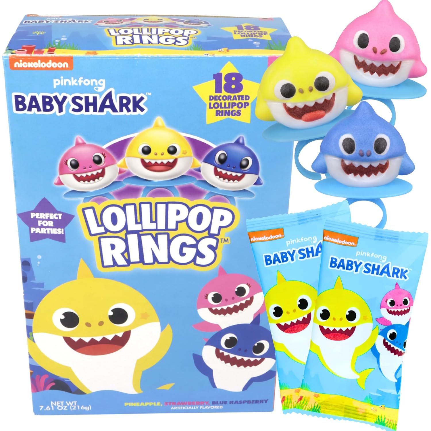 Amazon.com : Imaginings 3 Baby Shark Lollipop Rings, Individually ...