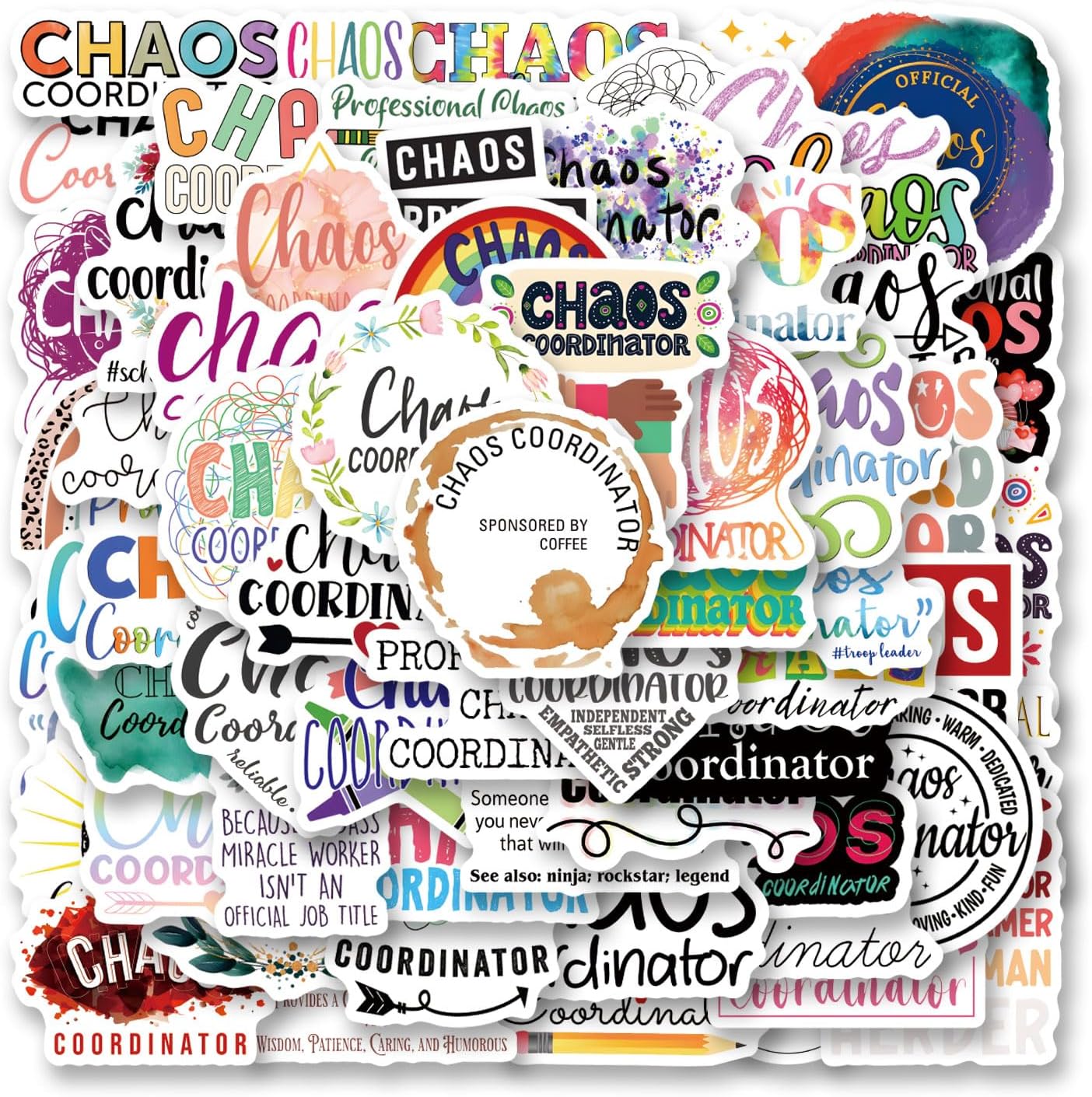 Amazon.com: 65Pcs Chaos Coordinator Stickers Pack, Aesthetic Vinyl ...