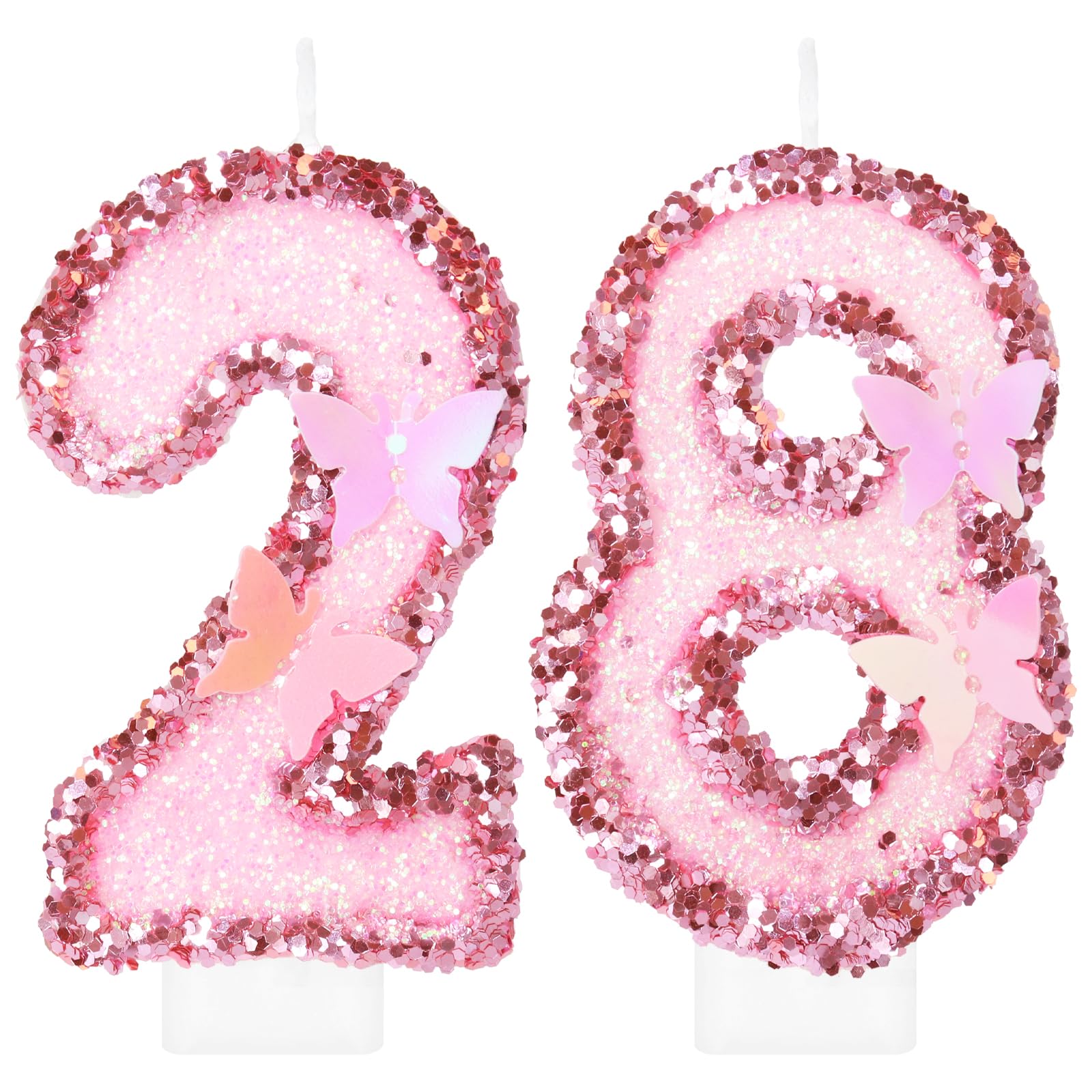 Amazon.com: Birthday Candles, Number 28 Candle, Butterfly 28th Birthday ...