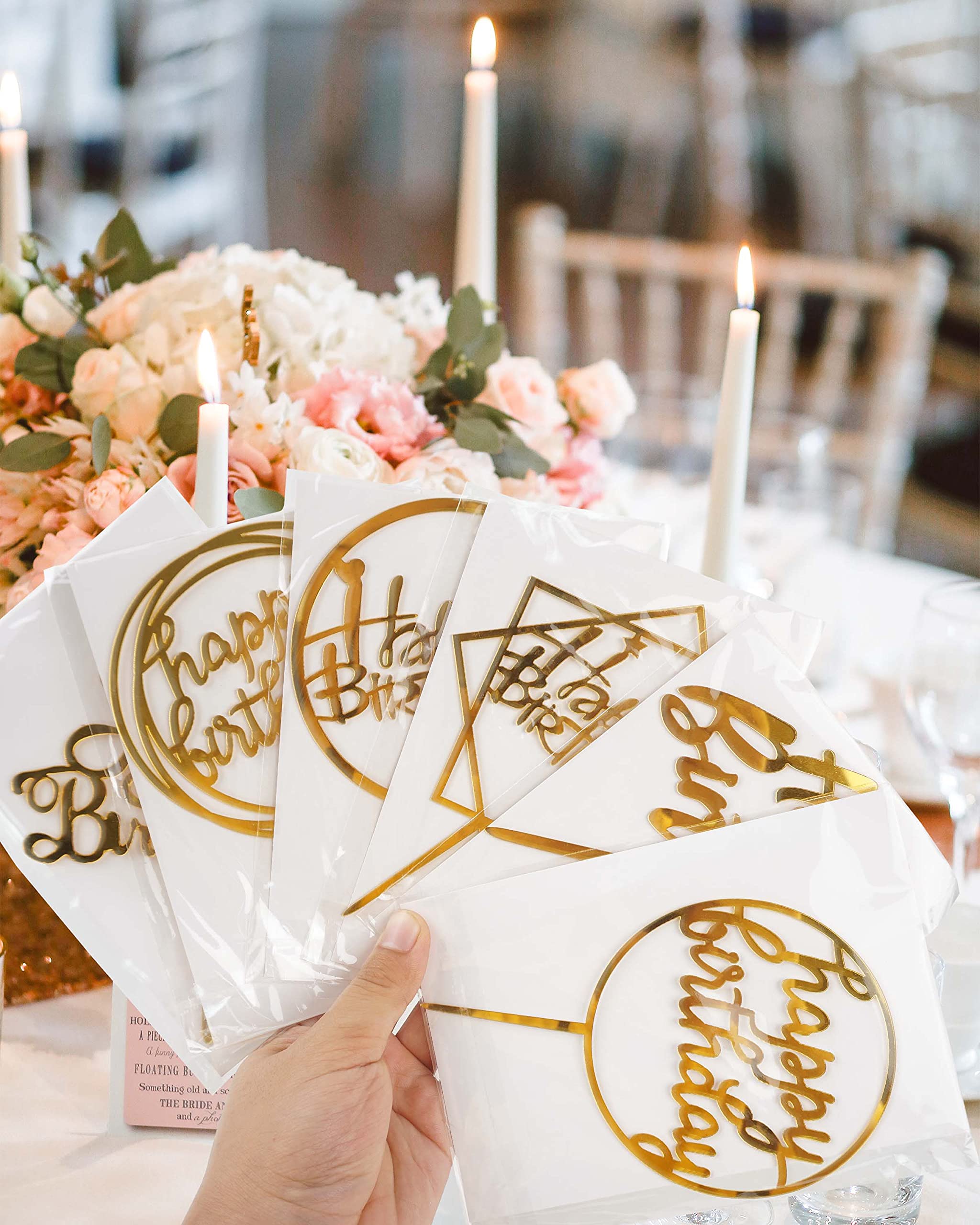 Happy Birthday Cake Toppers, 18 Pcs Gold Happy Birthday Cake Topper ...