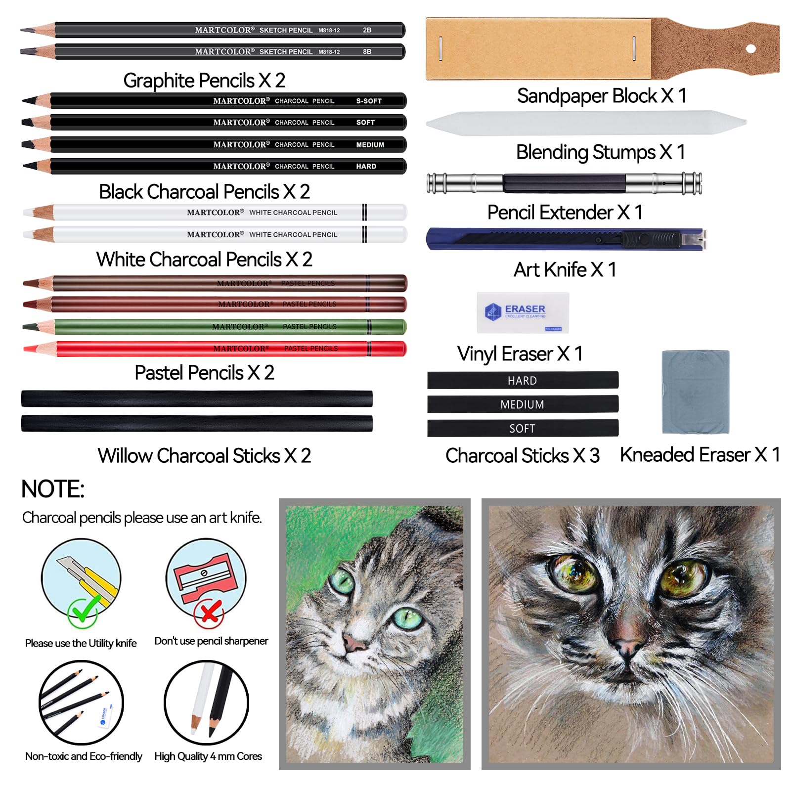 Snapklik.com : Charcoal Drawing Set, Set Of 23, Graphite Pencils, Black ...