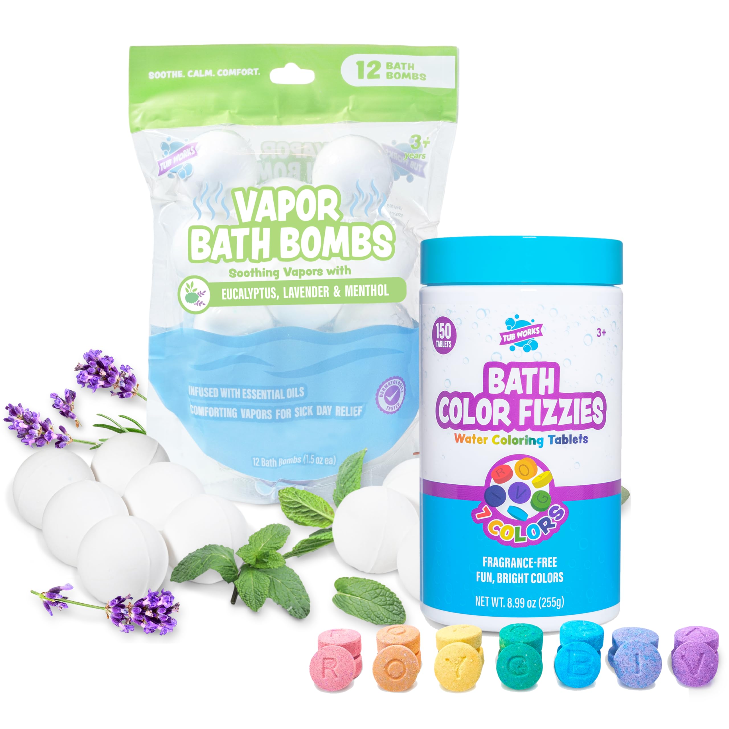 Amazon.com: Tub Works Bath Color Fizzies & Vapor Bath Bombs for Kids ...