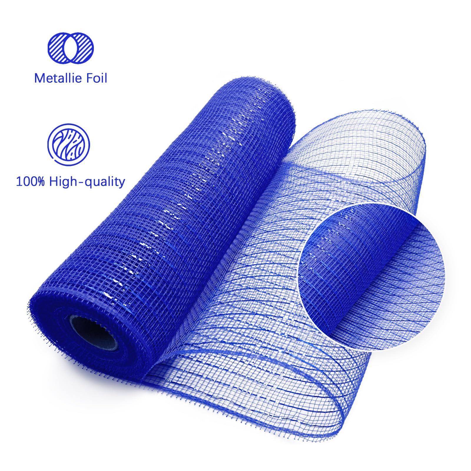 Snapklik.com : LEEQE 10 Inch Royal Blue Deco Mesh Ribbon Metallic Foil ...