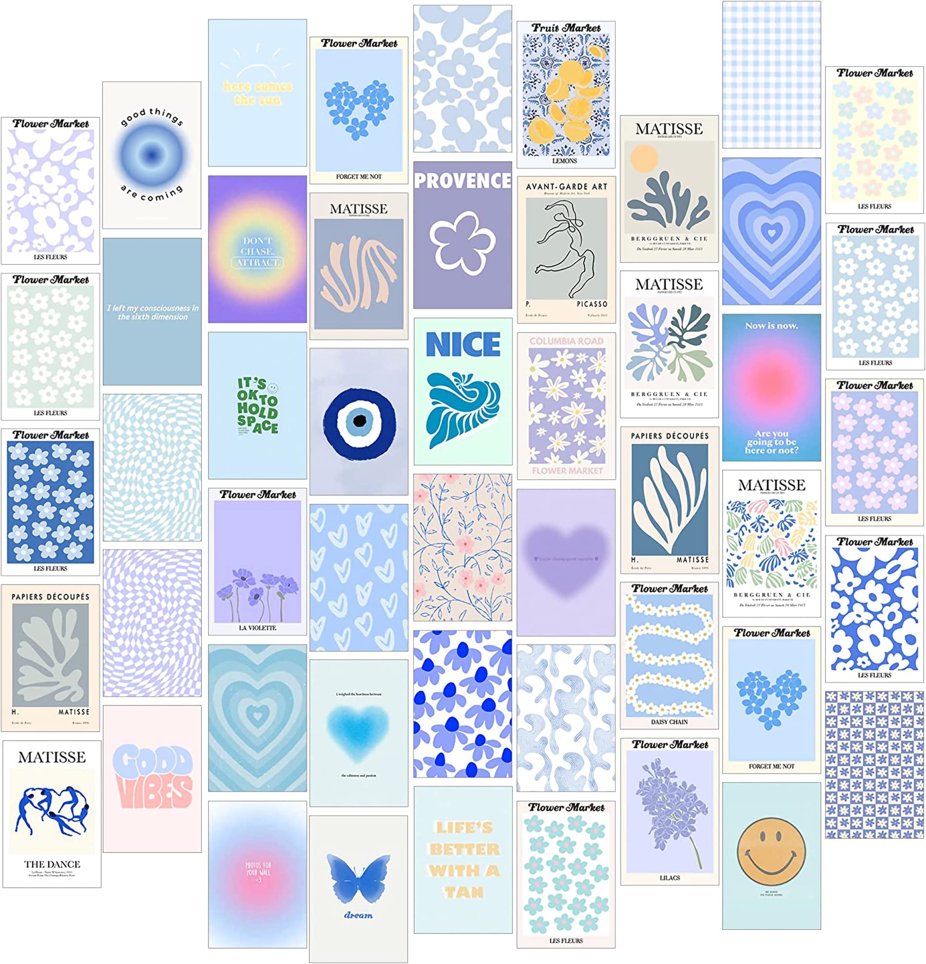 Buy Elaaj | Blue Flower Market Aesthetic Wall Collage Kit||SET OF 50 ...