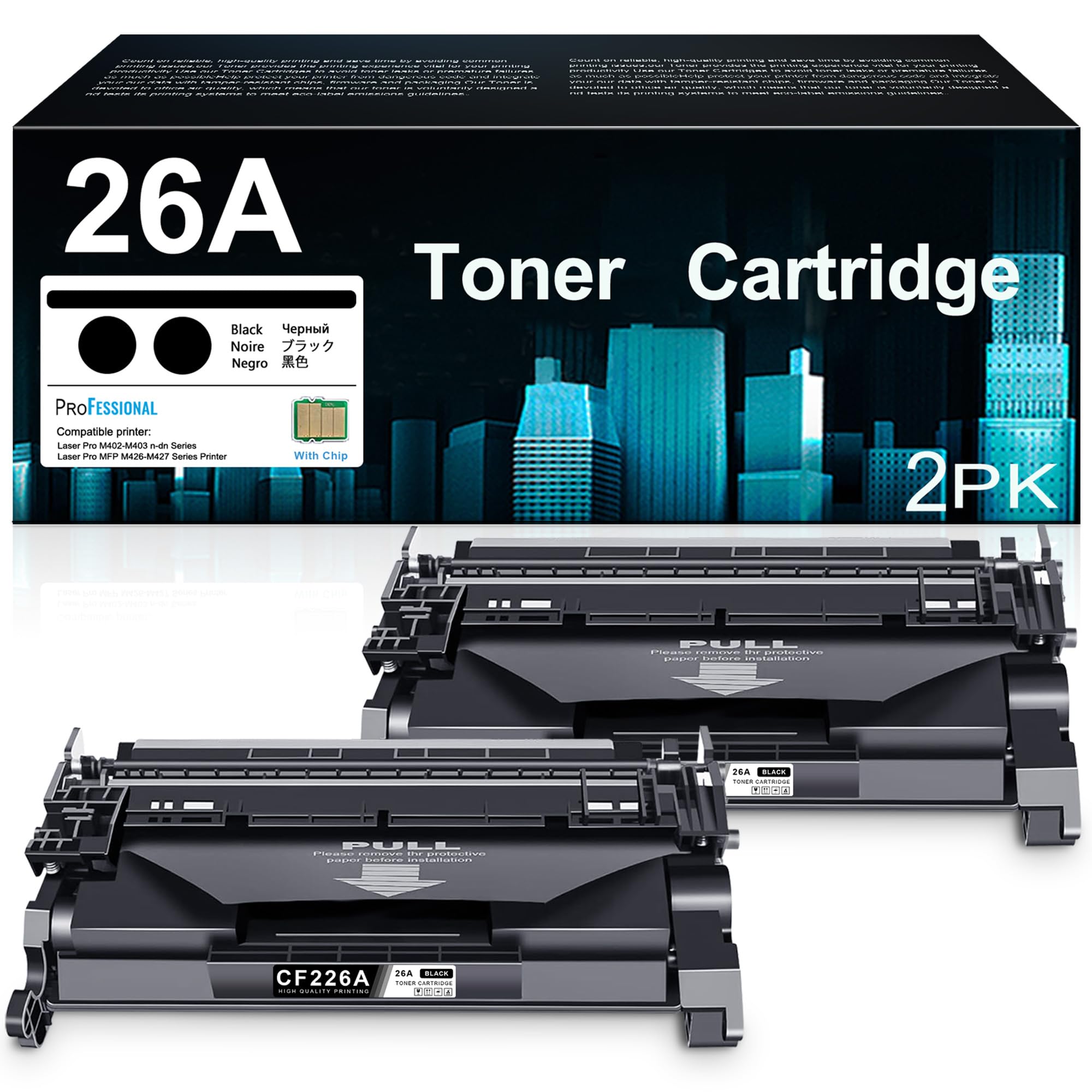 Amazon.com: 26A CF226A Black Toner Cartridge with Chip 2-Pack ...