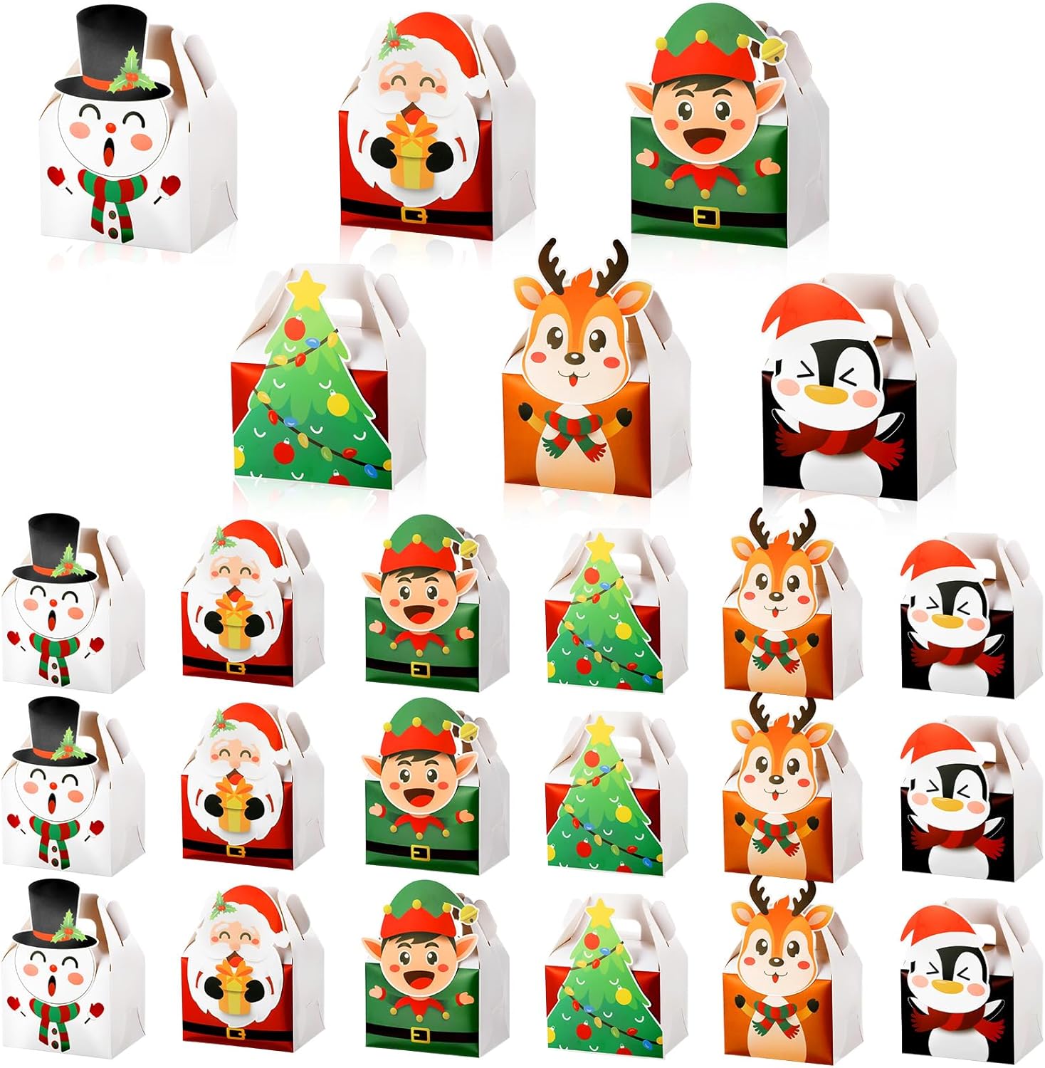 Amazon.com: Cholemy 24 Pcs Christmas Treat Boxes 3D Cardboard Gable ...