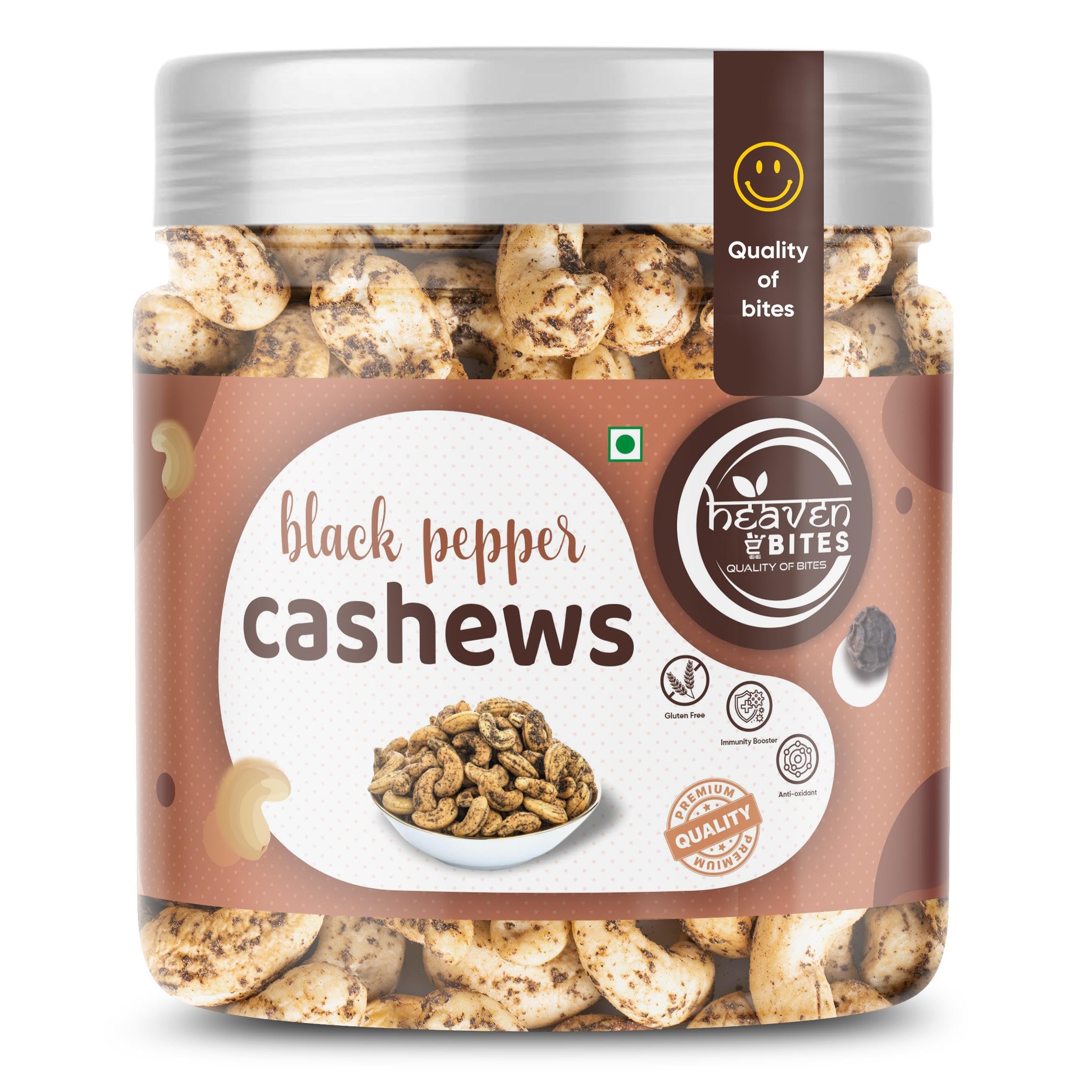 Heaven Bites Black Pepper Roasted Dry Nut Cashew Snacks Rich in Protein ...
