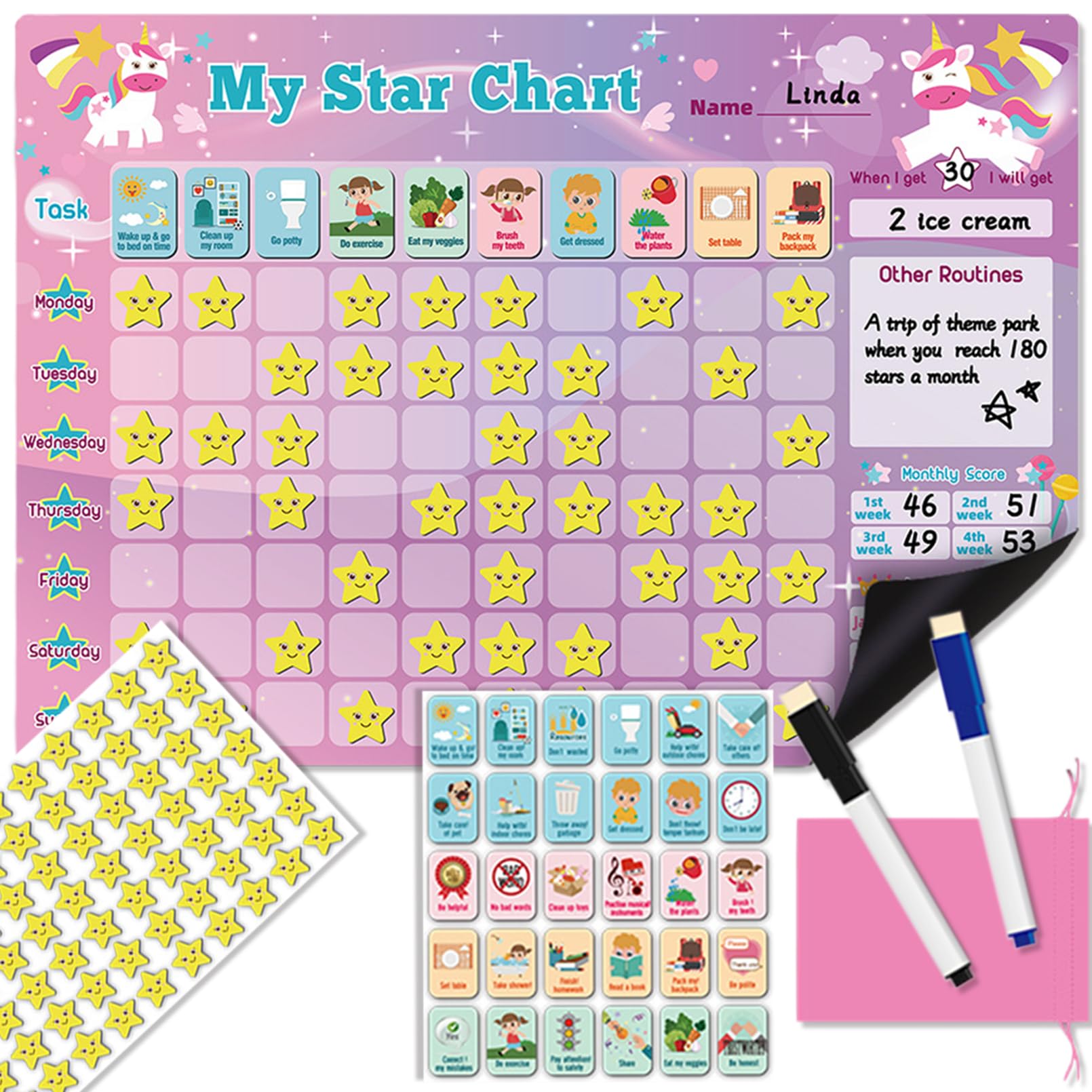 Buy SOOFAM Large Magnetic Star/Reward Chart for Kids,17" x 13 ...