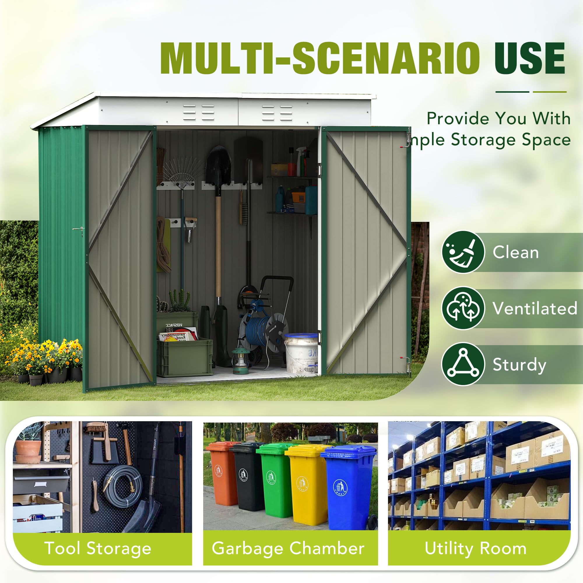 Snapklik.com : Greesum Outdoor Storage Shed All Weather 6FTx4FT Metal ...