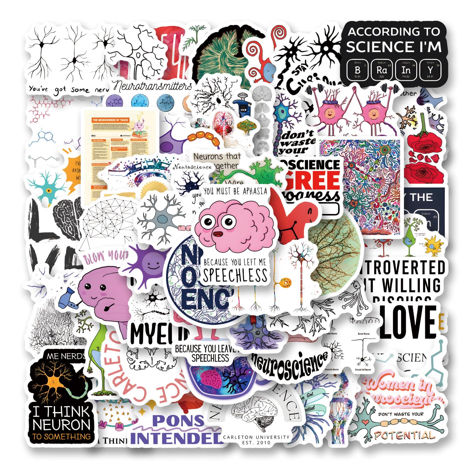 Amazon.com: 124Pcs Neuroscience Stickers Pack, Cartoon Cute Vinyl ...