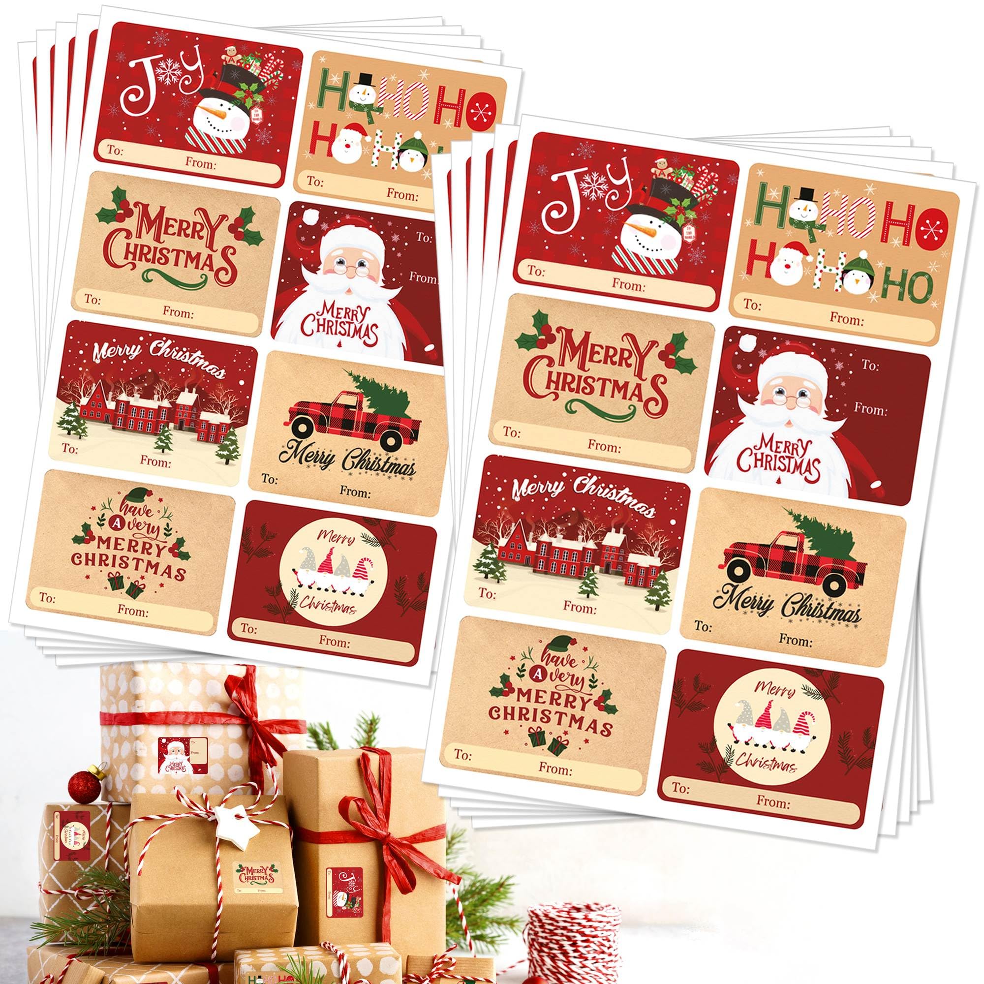 Amazon.com : Christmas Holiday Party Tags Stickers: 80 Pcs Decorative ...