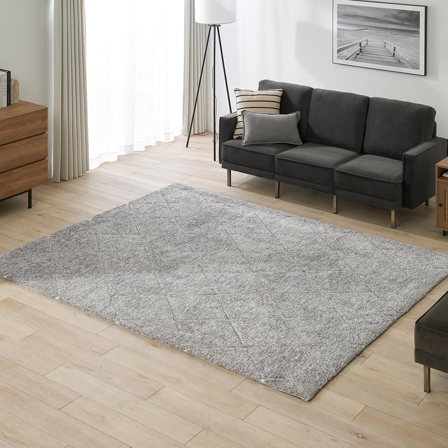 Amazon｜LOWYA ロウヤ カーペット ラグマット 絨毯 じゅうたん ラグ マット 長方形 Lサイズ ダイア 幅200×250cm 約3畳 グレー｜ラグ・カーペット・マット オンライン通販