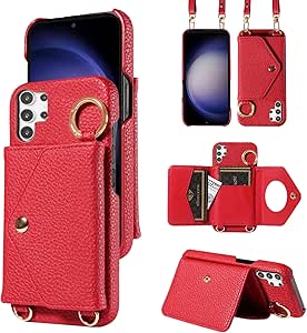 Amazon.com: Furiet Wallet Case for Samsung Galaxy S22 Ultra 5G with Shoulder Strap, Ring Buckle ...