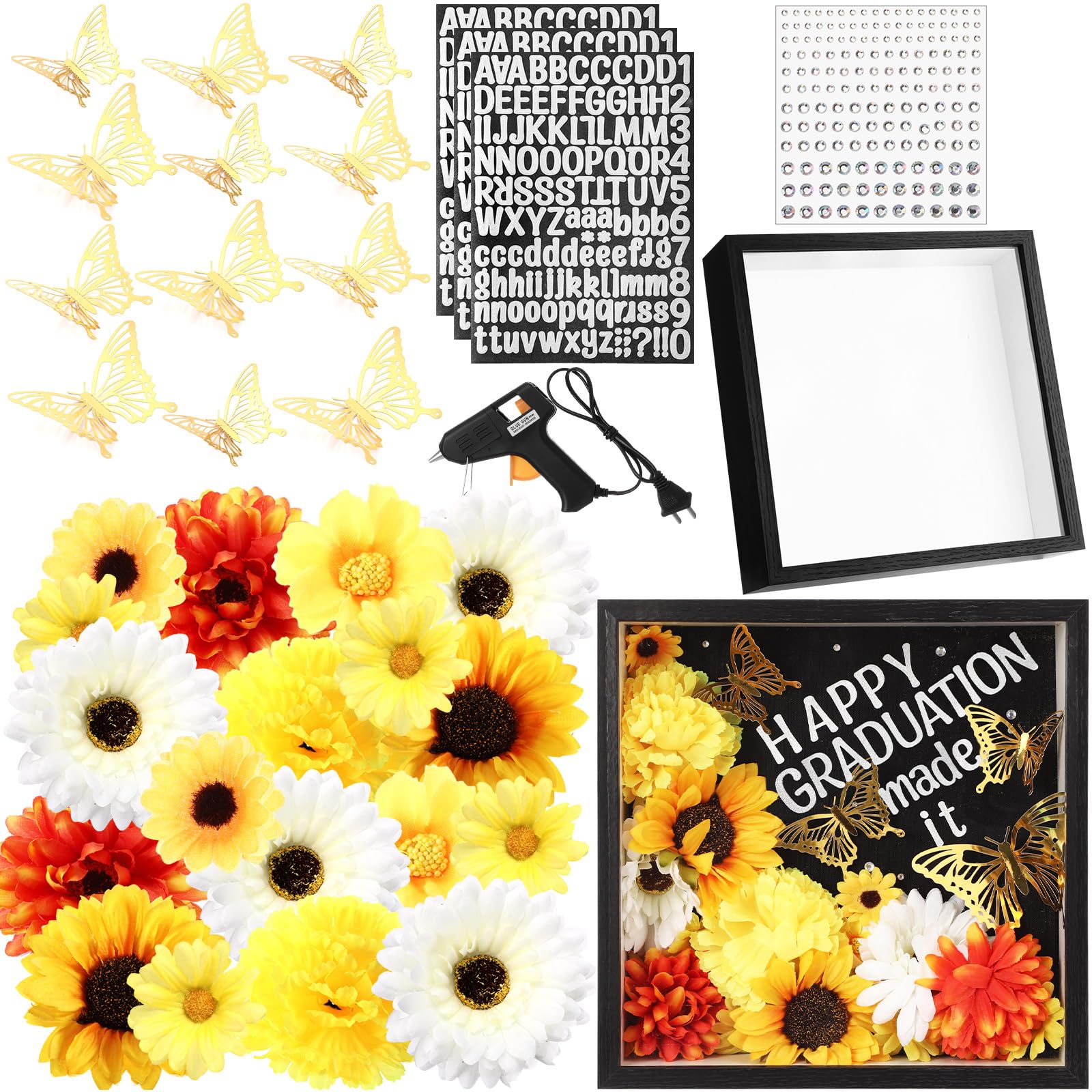 Snapklik.com : 36 Pcs Graduation Cap Decorations Kits 2025 DIY Yellow ...