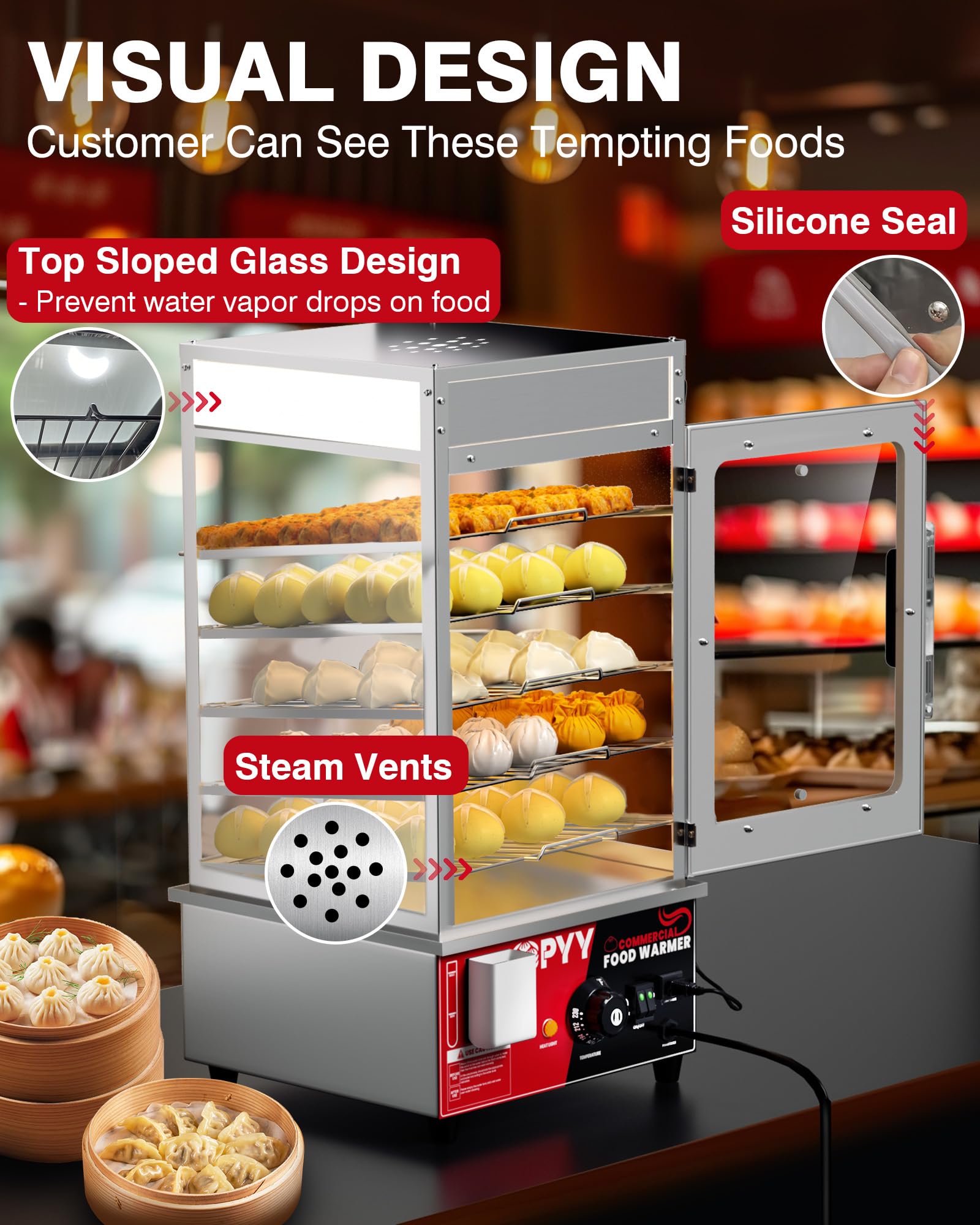 Snapklik.com : PYY Bun Steamer Electric Food Display - 5 Layers Display ...
