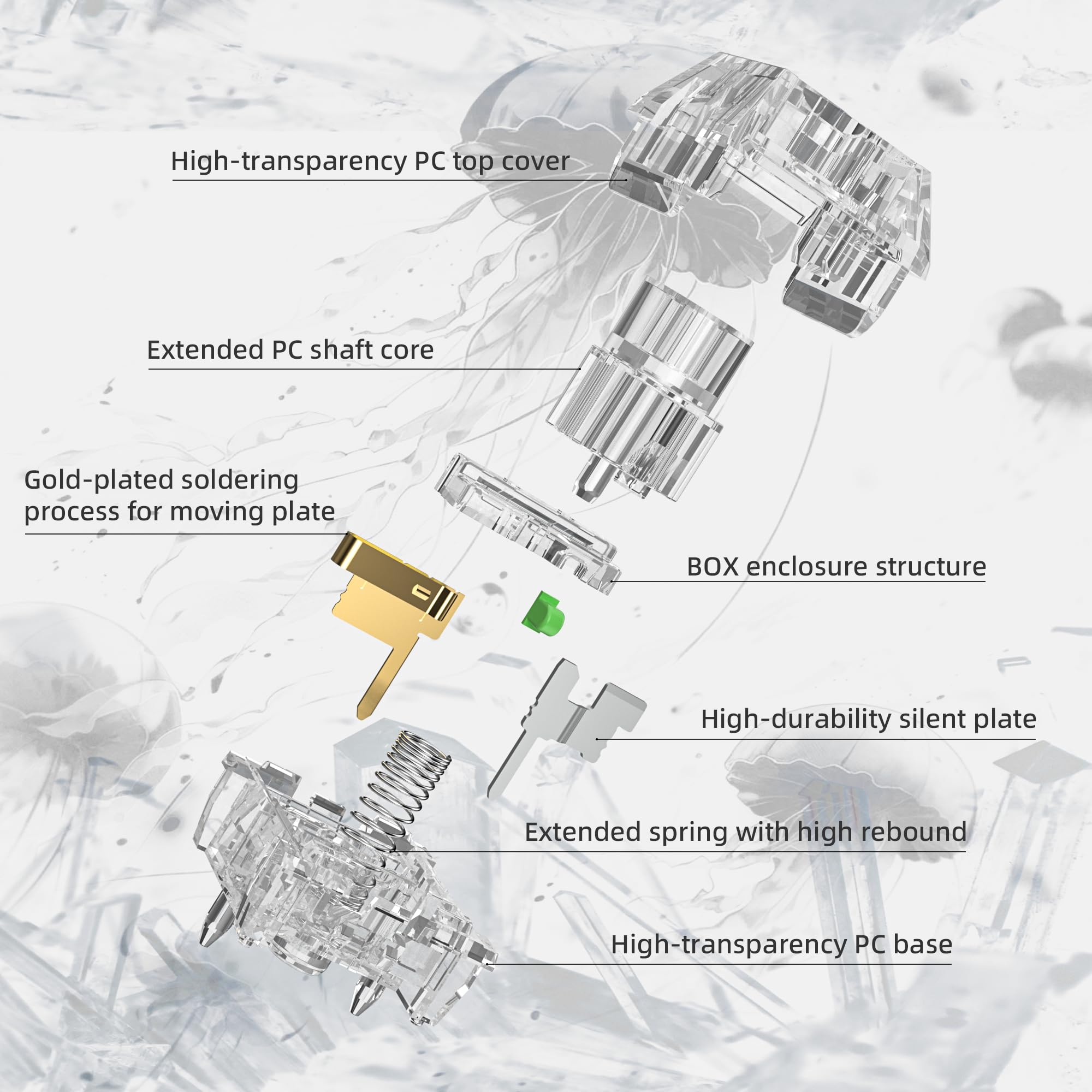 Snapklik.com : Kailh Glass Jellyfish Pro Switches For Mechanical Keyboard