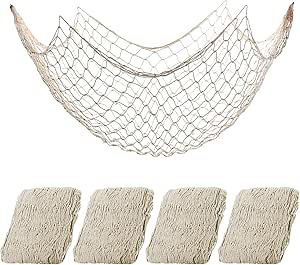 4 Pieces Fish Net Decorative 80 x 40 Inch, Wall Hanging Fishnet for ...