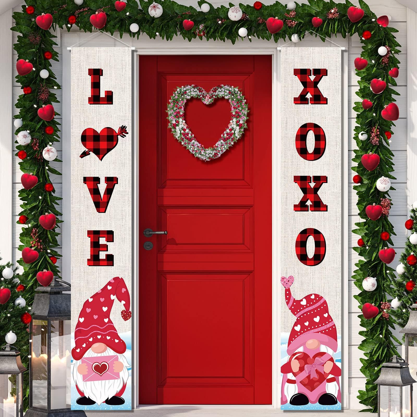 Amazon.com: Welcome Valentine Porch Banners Gnome Love Door Banner with ...