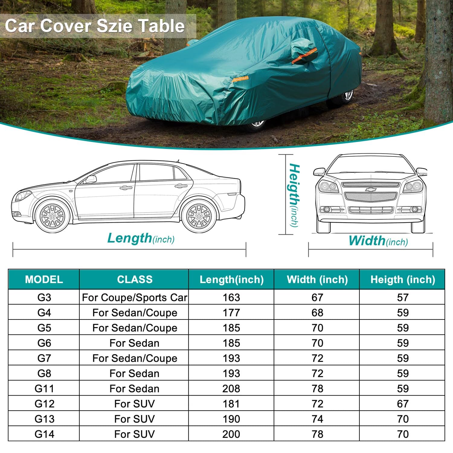 Kayme Lightweight Car Cover Waterproof All Weather, Outdoor Full Cover ...