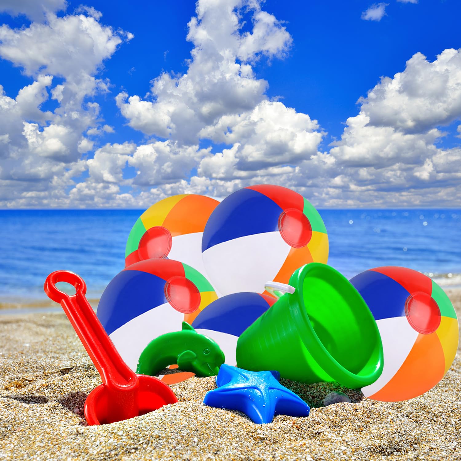Kids Pool Beach Toys 6-Pack Inflatable Beach Balls - 6 Inch Striped ...