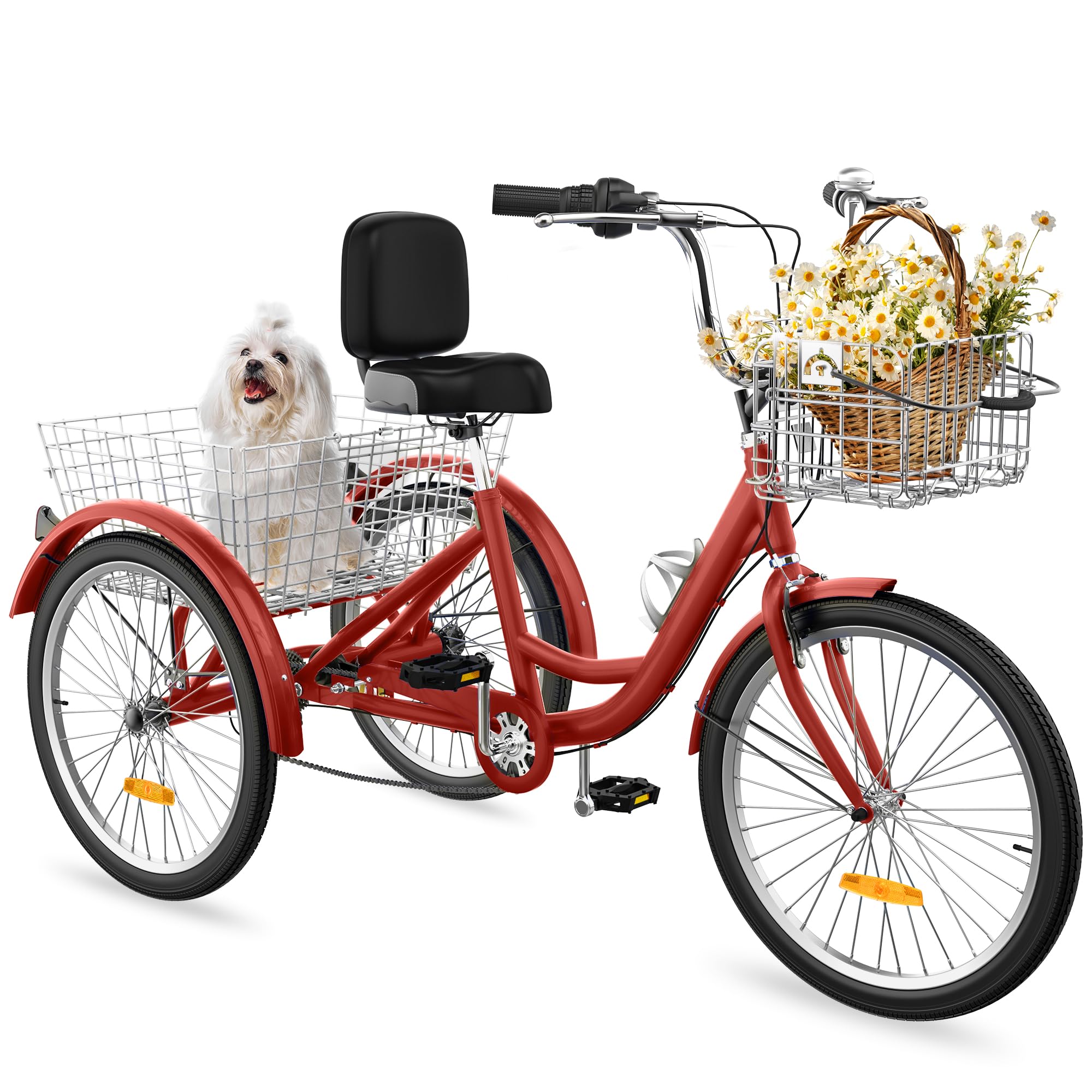 Amazon.com: YITAHOME 24 & 26 Inch Adult Tricycle, 1 & 7 Speed 3 Wheel ...