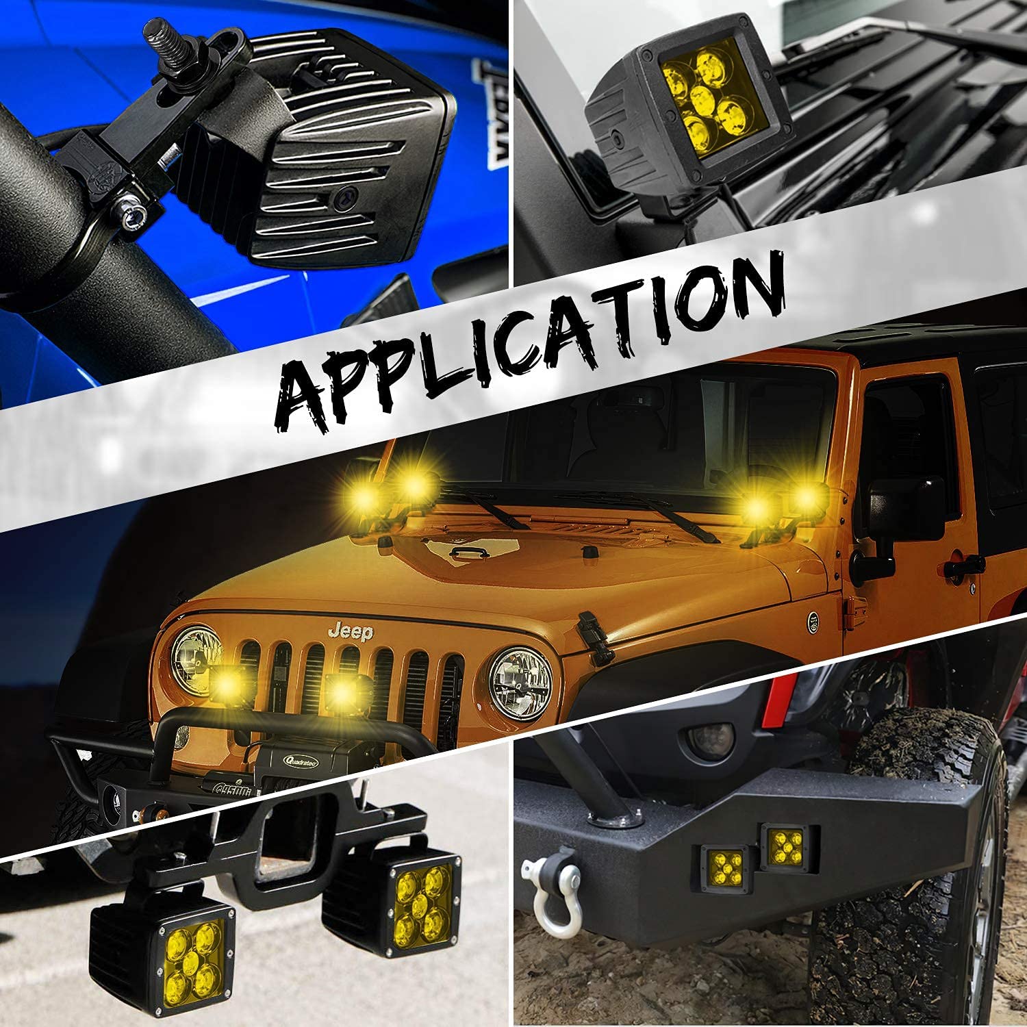 LED Cubes Amber, SWATOW INDUSTRIES 2PCS 50W 3 Inch LED Pod Lights Off ...