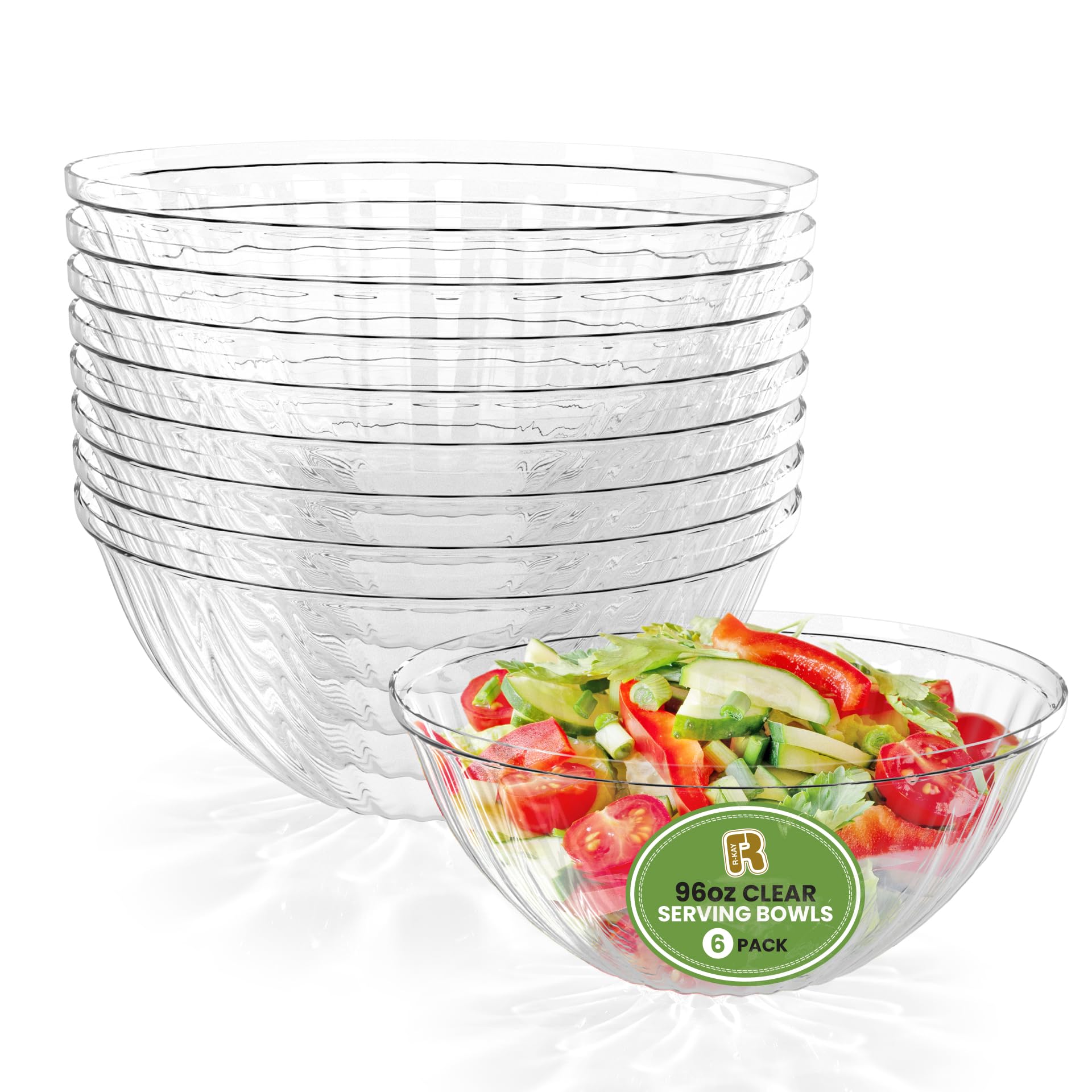 Amazon.com | R-kay 6 Pack Extra Large Serving Bowl - 96 Ounce Plastic ...