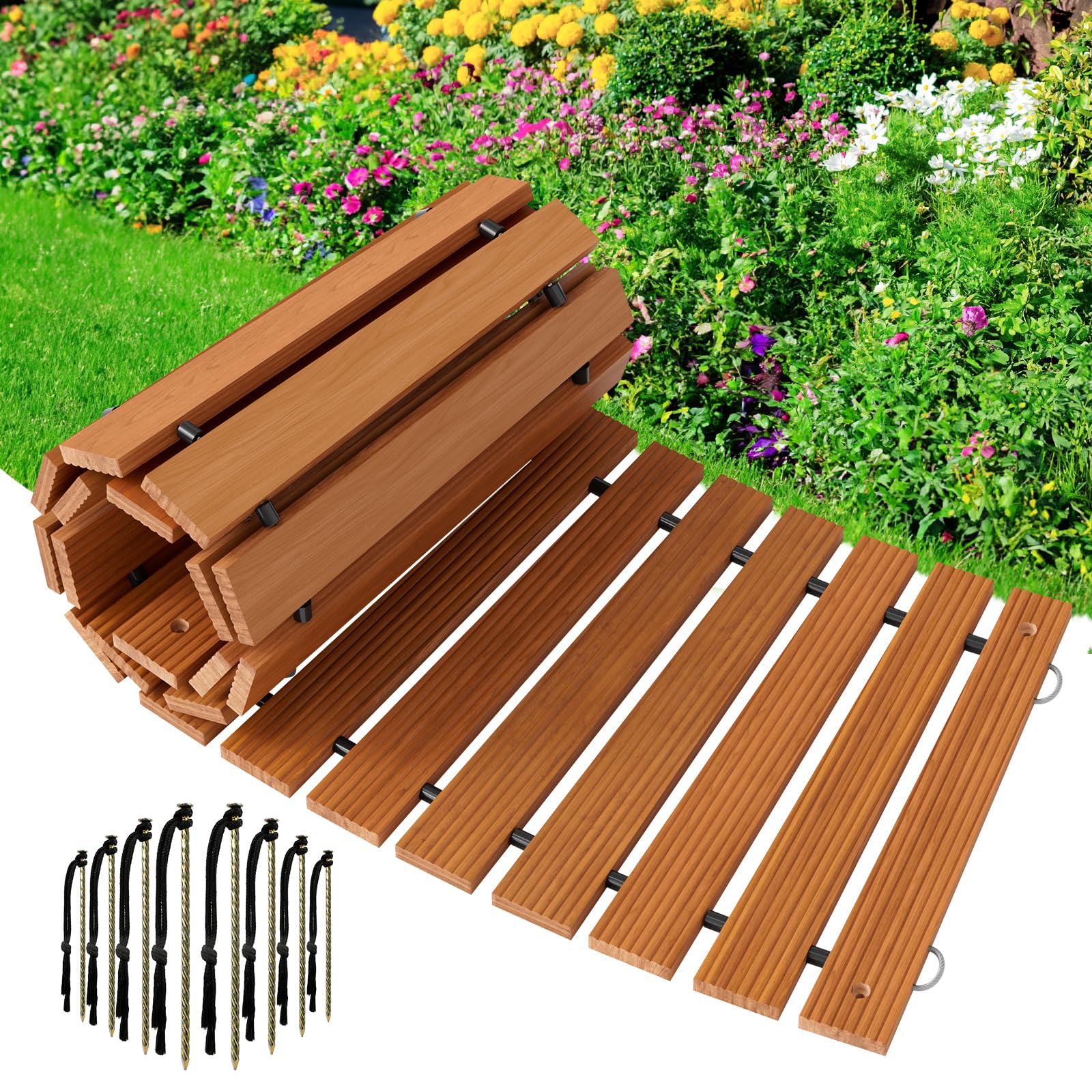 Snapklik.com : Amazer Wooden Garden Pathway, 6 FT Roll Out Curved ...