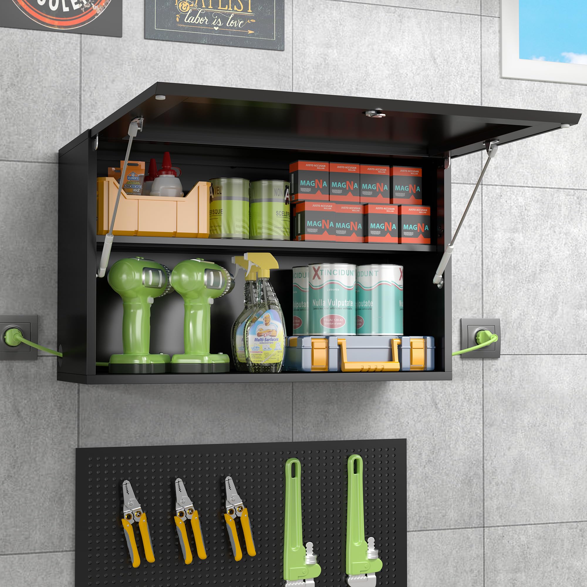 Amazon.com: Metal Garage Wall Cabinet with Up-Flip Door, Garage ...