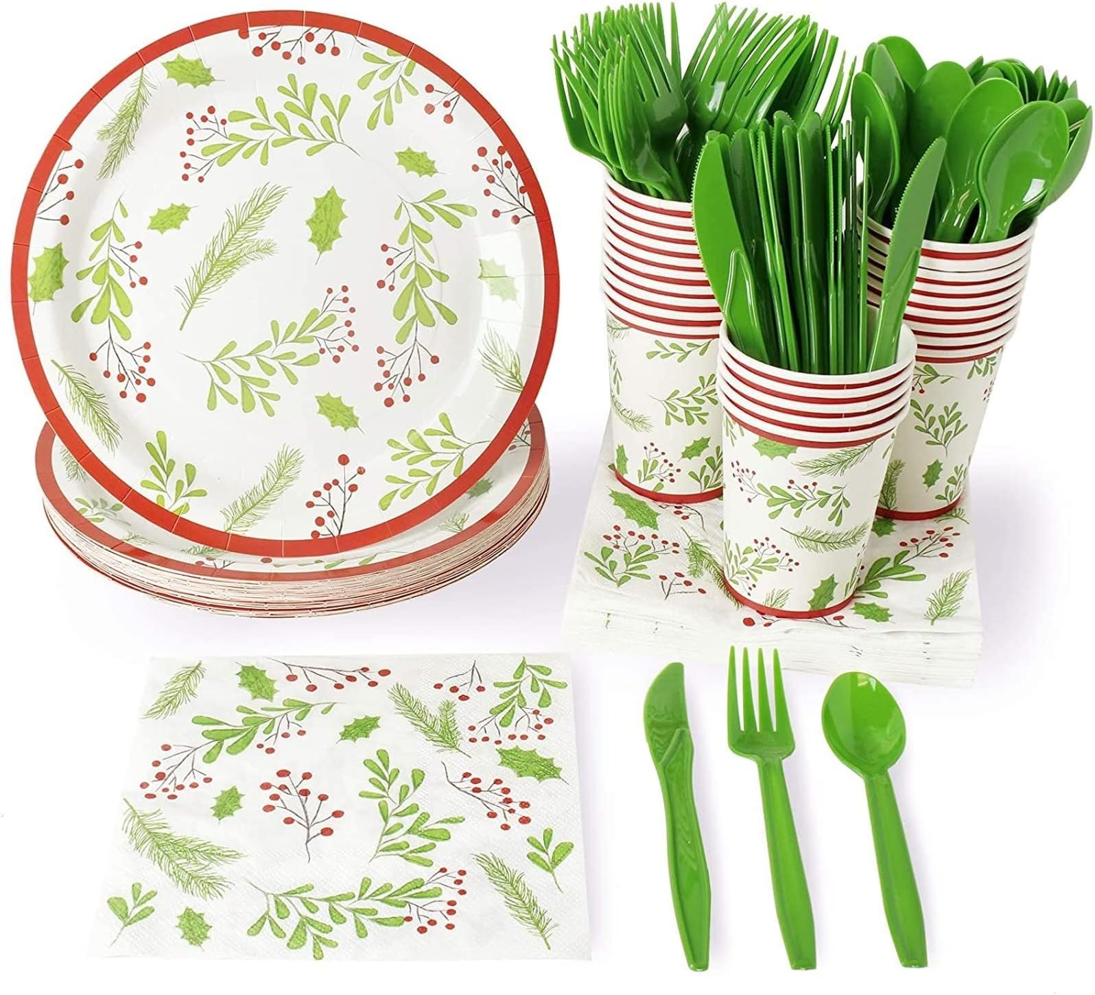 Amazon.com: Juvale 144 Piece Christmas Party Plates, Napkins, Cups ...