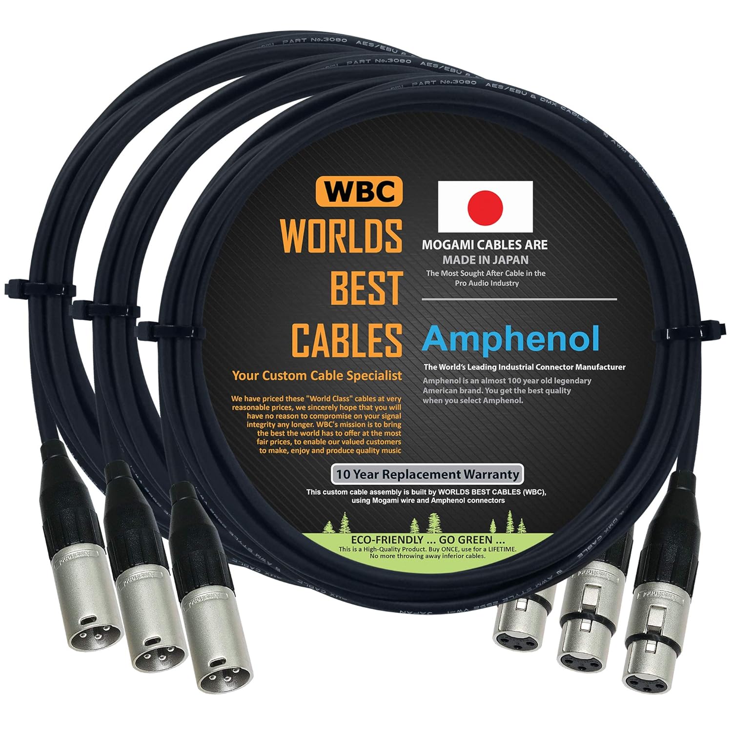 Amazon.com: WORLDS BEST CABLES 3 Units - 2 Foot - AES/EBU Digital Audio ...