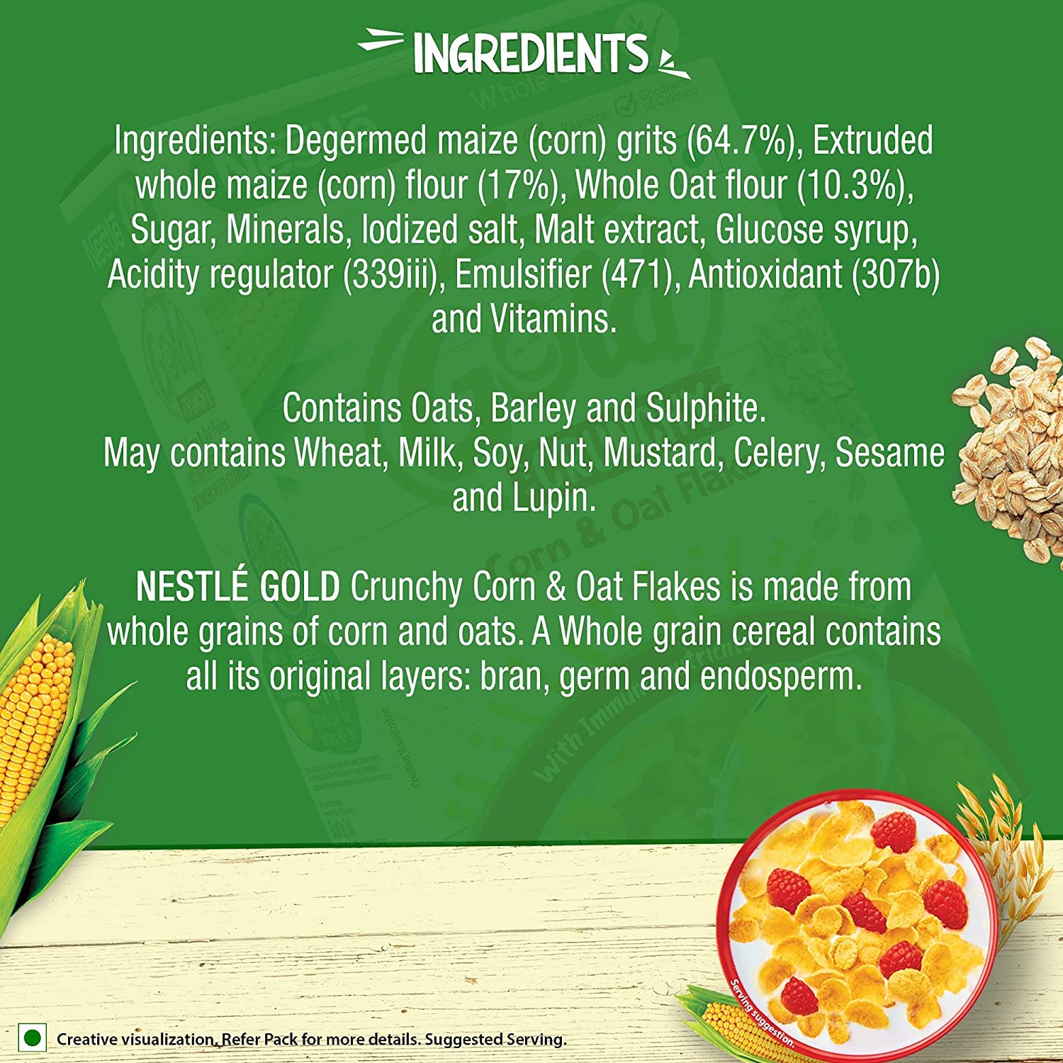NESTLE GOLD Crunchy Oat and Corn Flakes, Breakfast Cereal - 850g | With ...