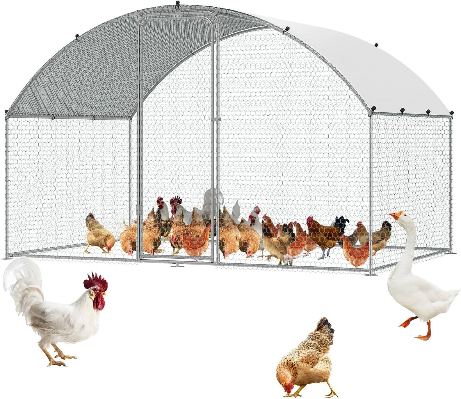 Amazon.com : VEVOR Large Metal Chicken Coop with Run, Walkin Chicken ...