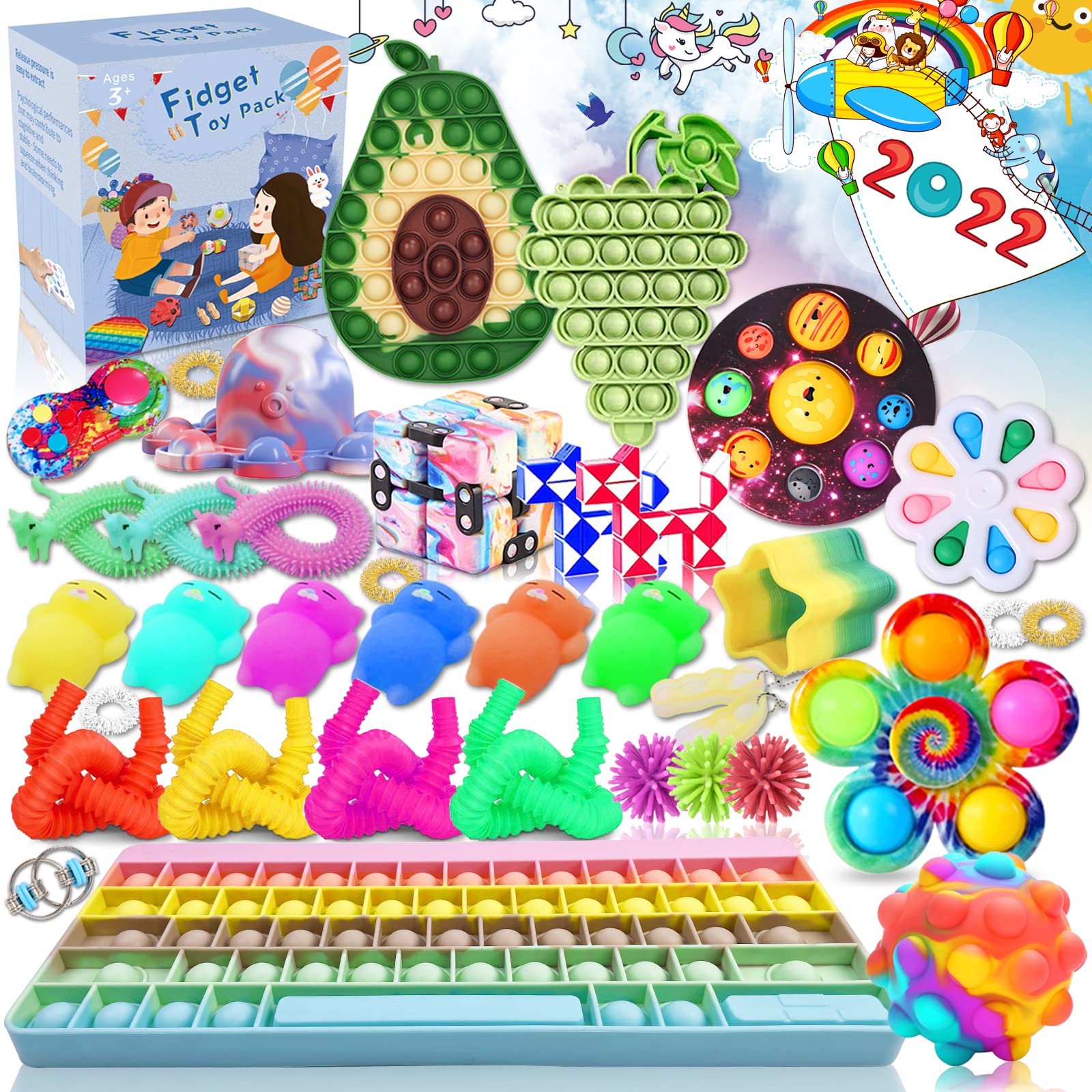 Buy Popit Fidget Pack Fidget Toy Set Stress-Relieving Toys, Big Sensory ...